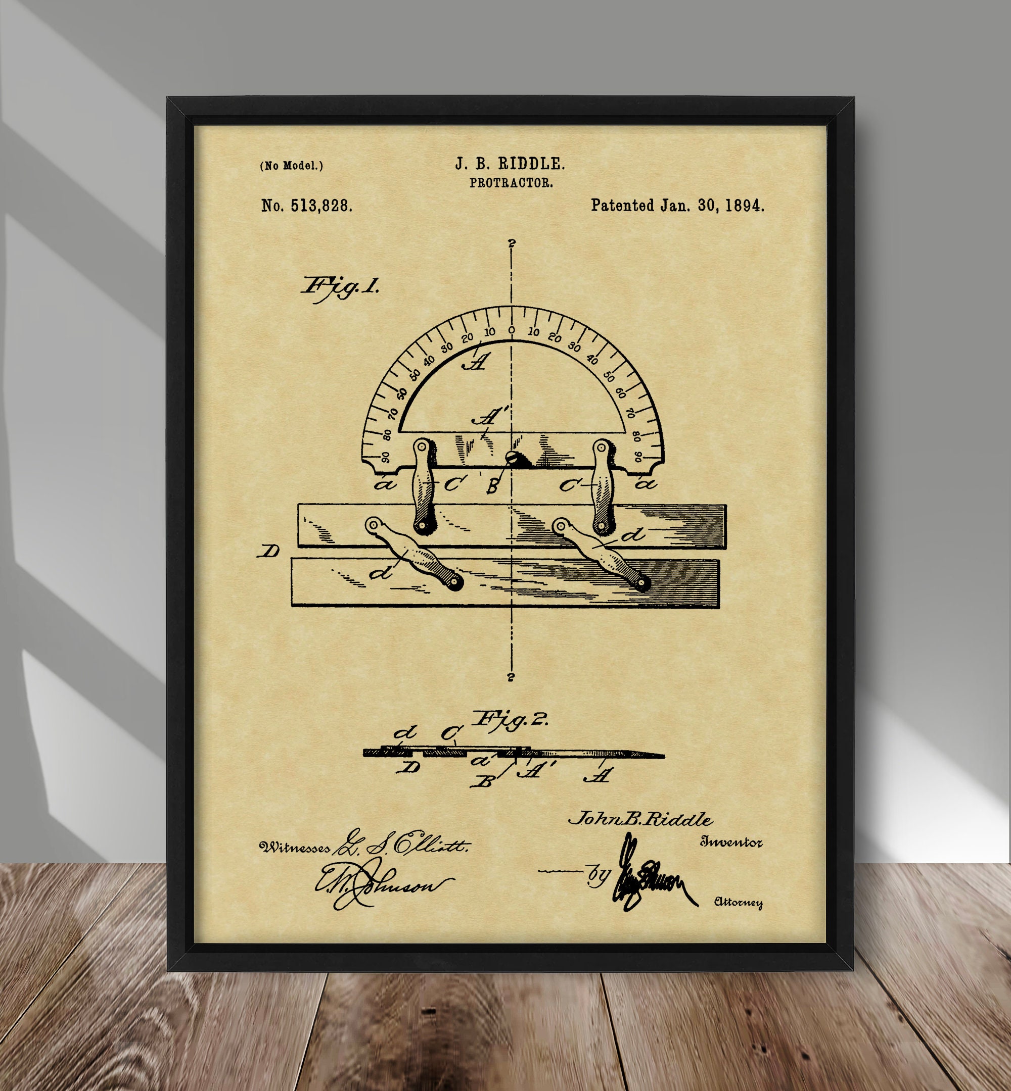 Protractor Patent Poster, Architect Protractor Patent Print, Vintage ...