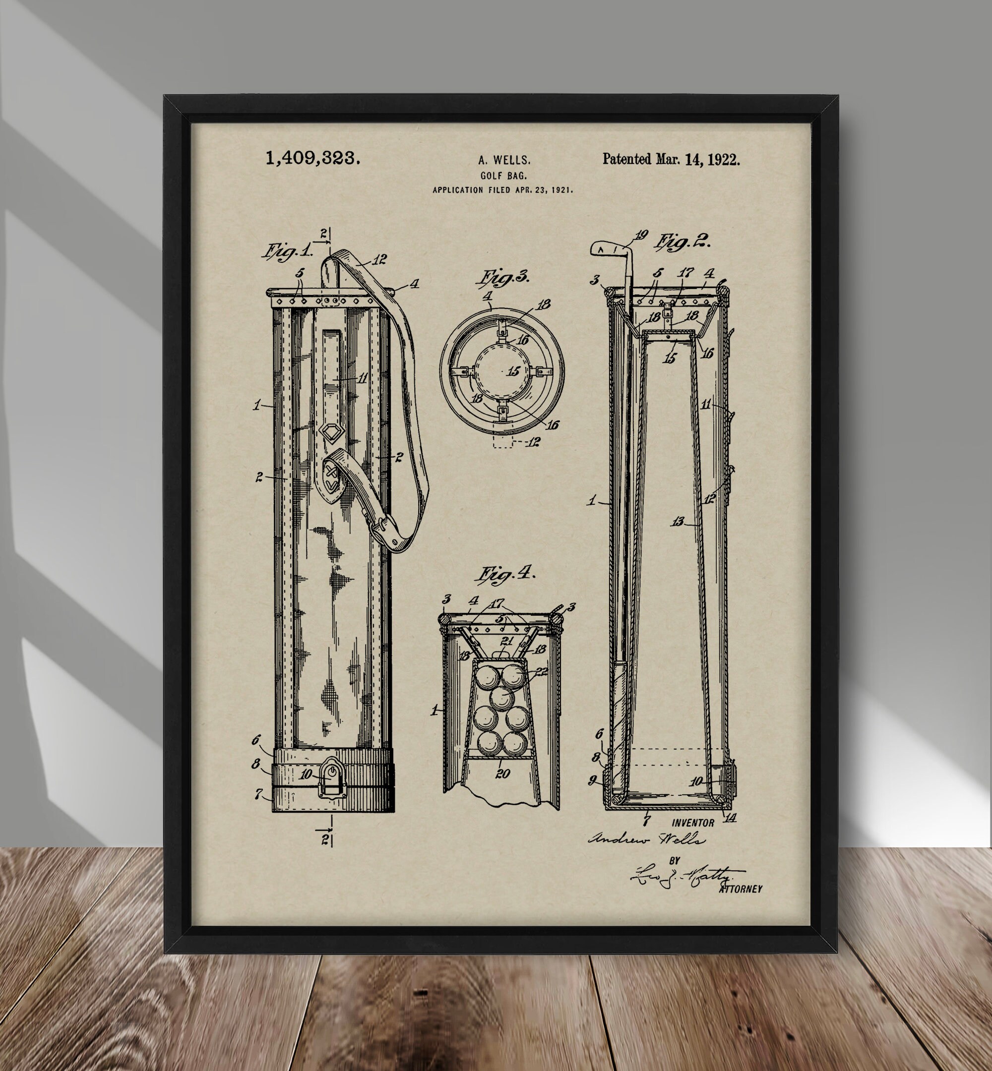 Vintage Golf Bag Patent Print, Golf Bag Patent Poster, Sport Golf Bag ...