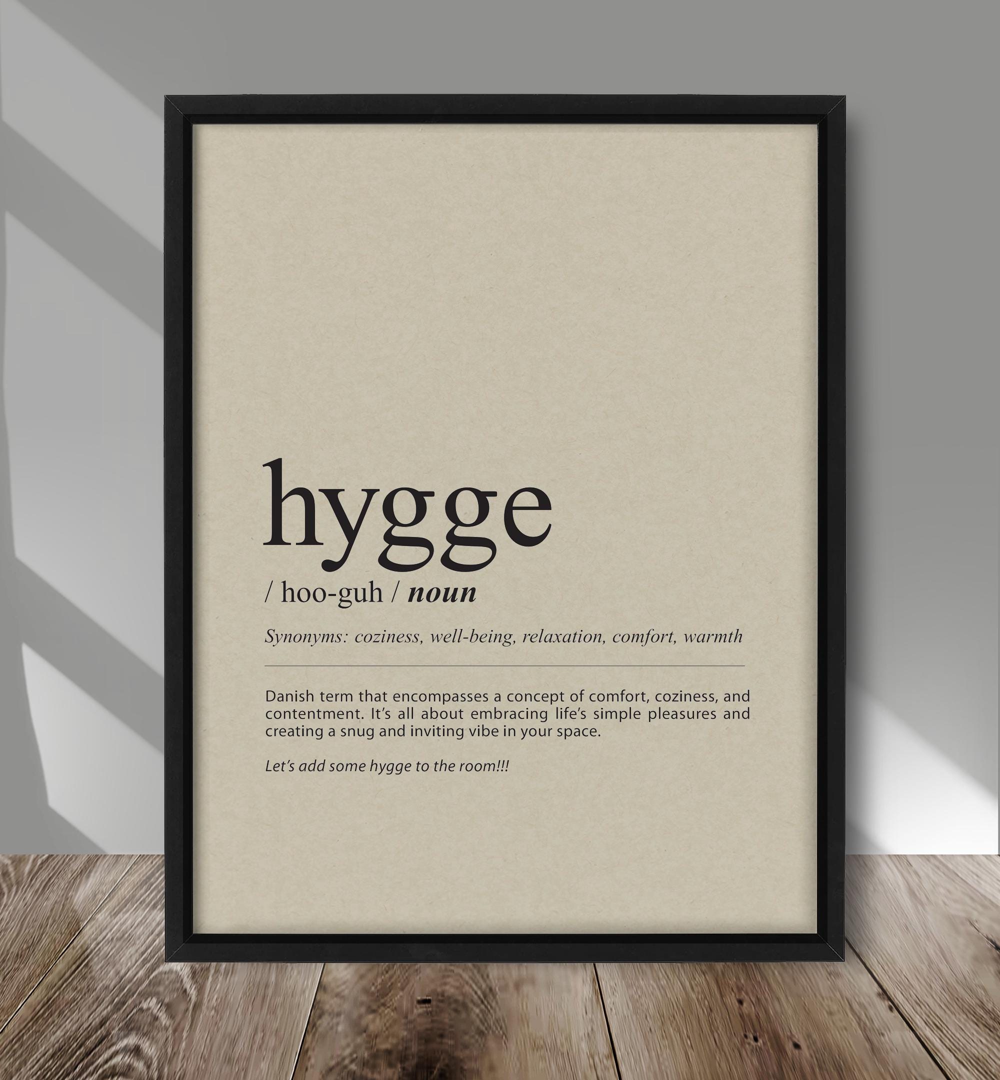 Hygge Definition Print, Hygge Definition Wall Poster, Typography ...