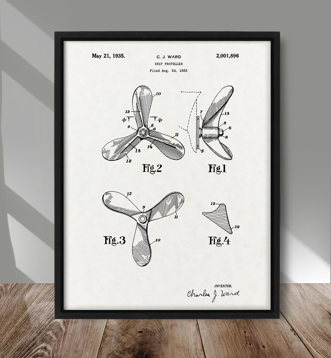 Vintage Ship Propeller Patent Poster, Ship Propeller Patent Print ...