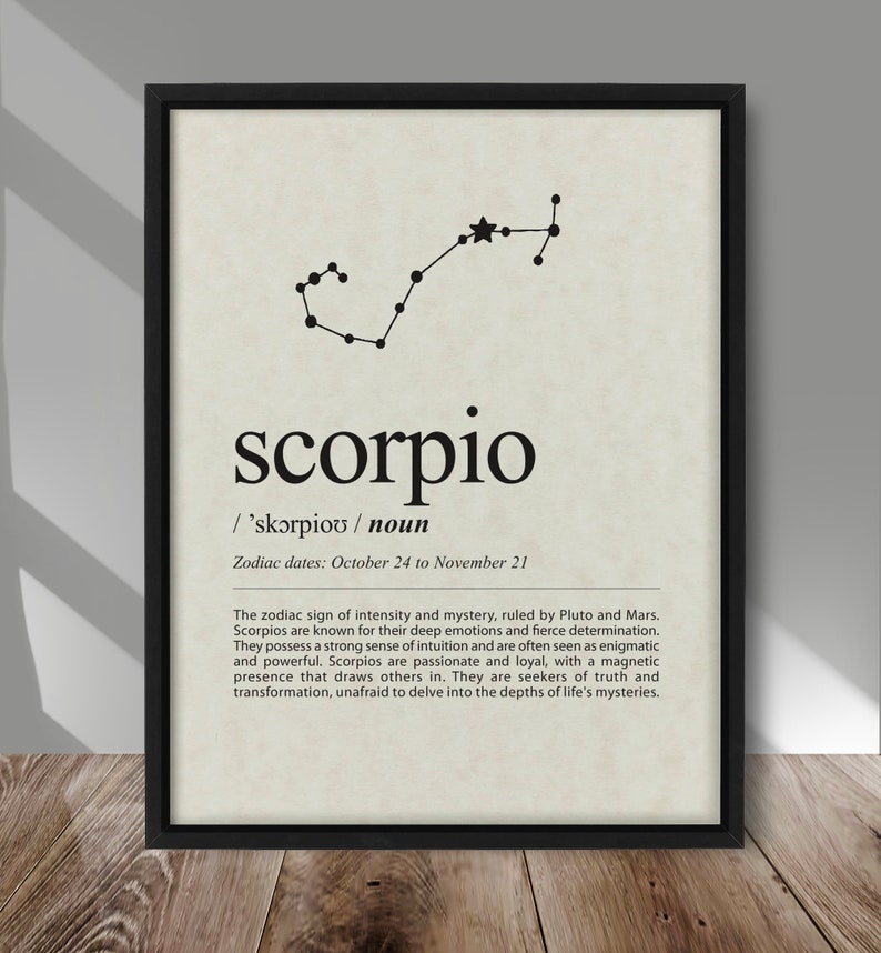 SCORPIO DEFINITION PRINT, Zodiac Sign Scorpio Definition Poster ...