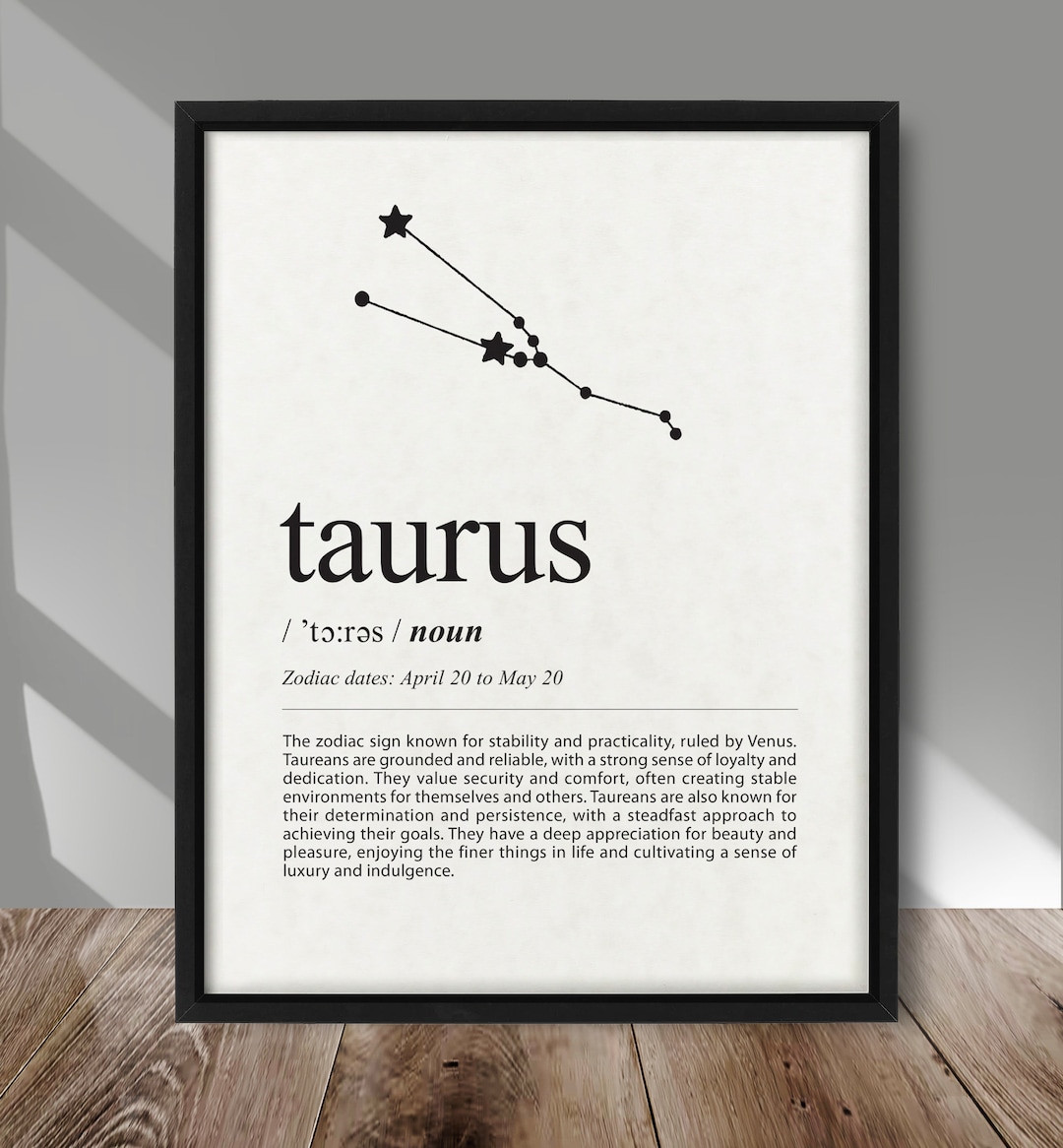TAURUS DEFINITION Print, Zodiac Sign Taurus Definition Poster, Taurus ...