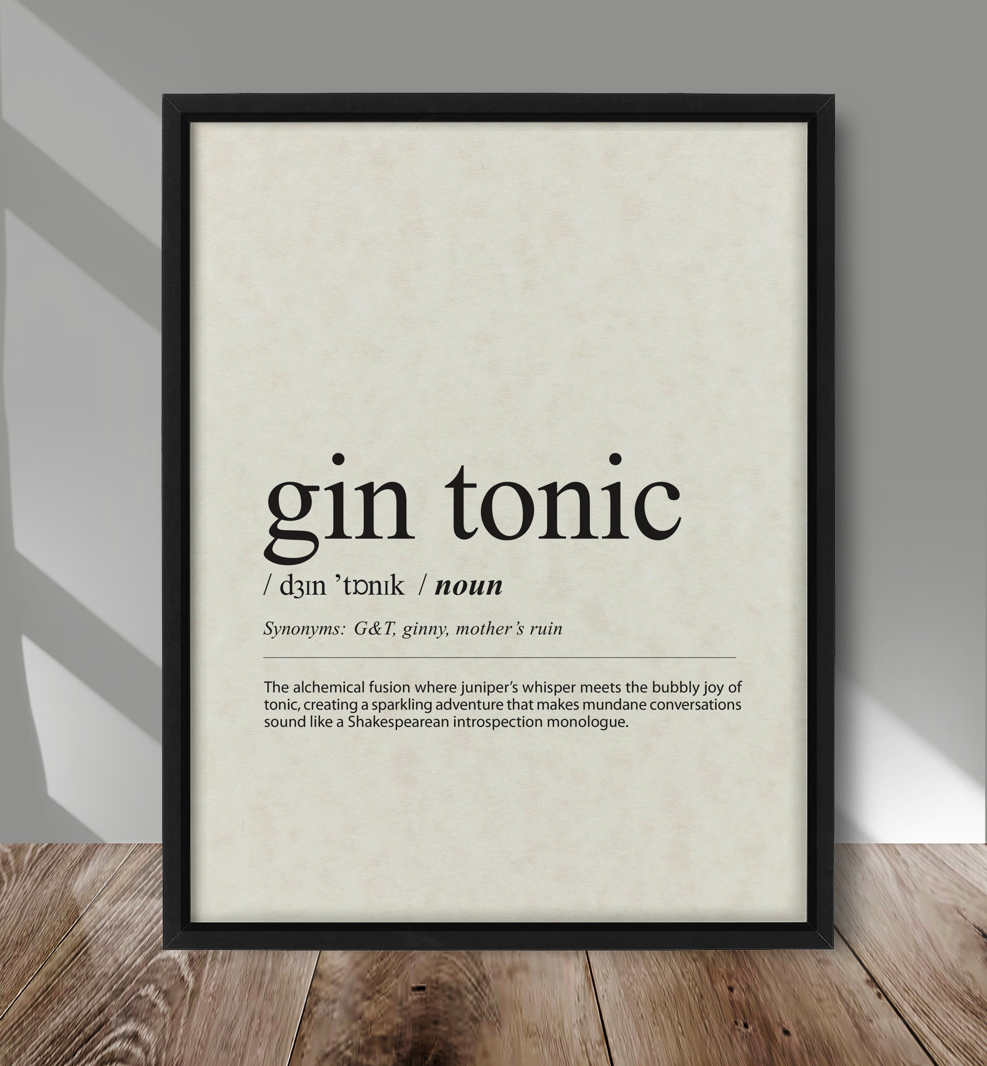 Gin Tonic Definition Print, Gin Tonic Definition Poster, Alcohol ...