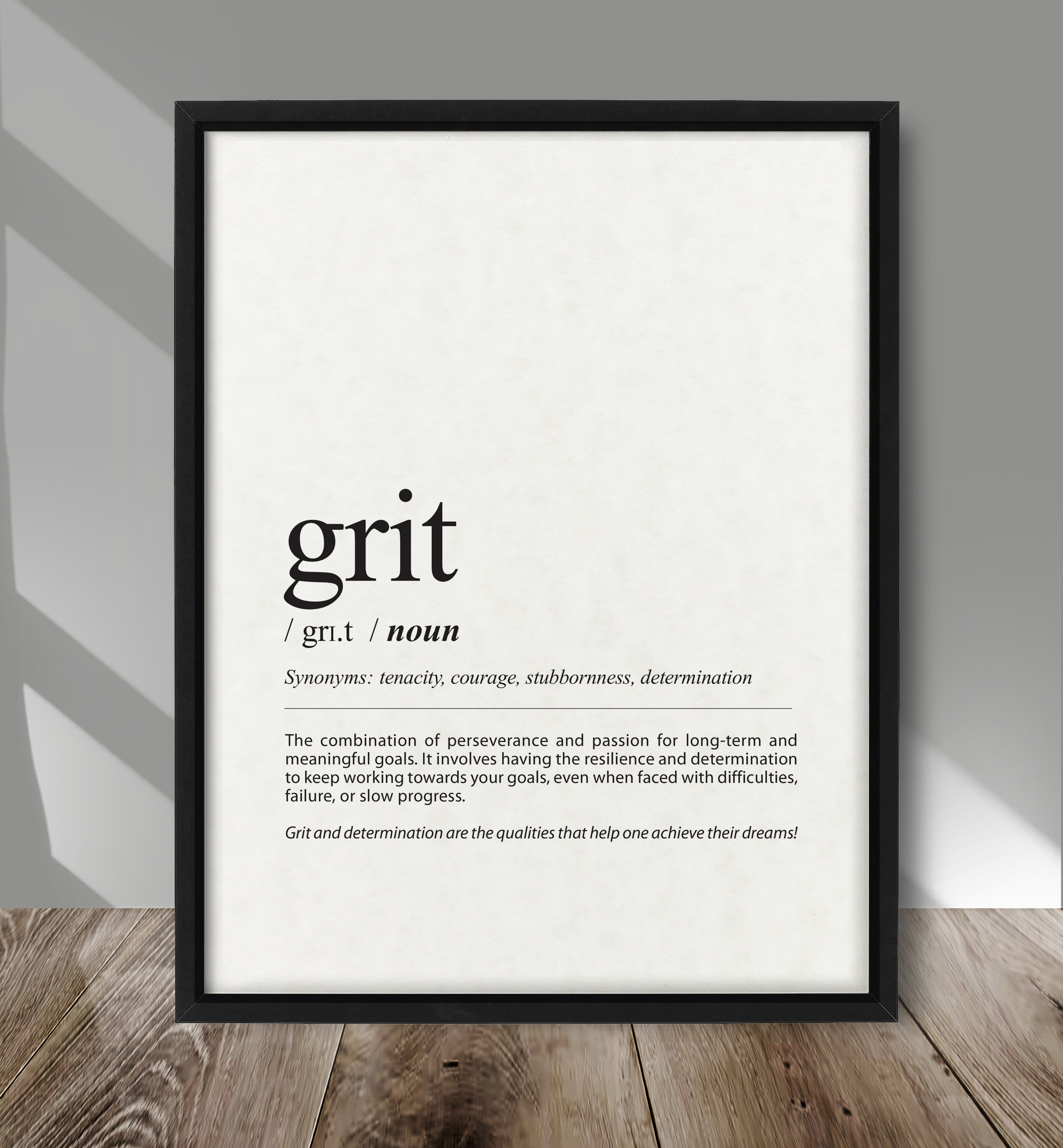 Grit Definition Poster, Grit Definition Art Print, Grit Definition Wall ...