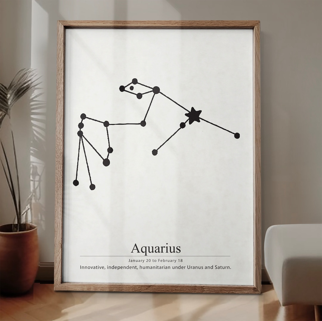 Aquarius Constellation Definition Print, Aquarius Zodiac Sign Stars ...