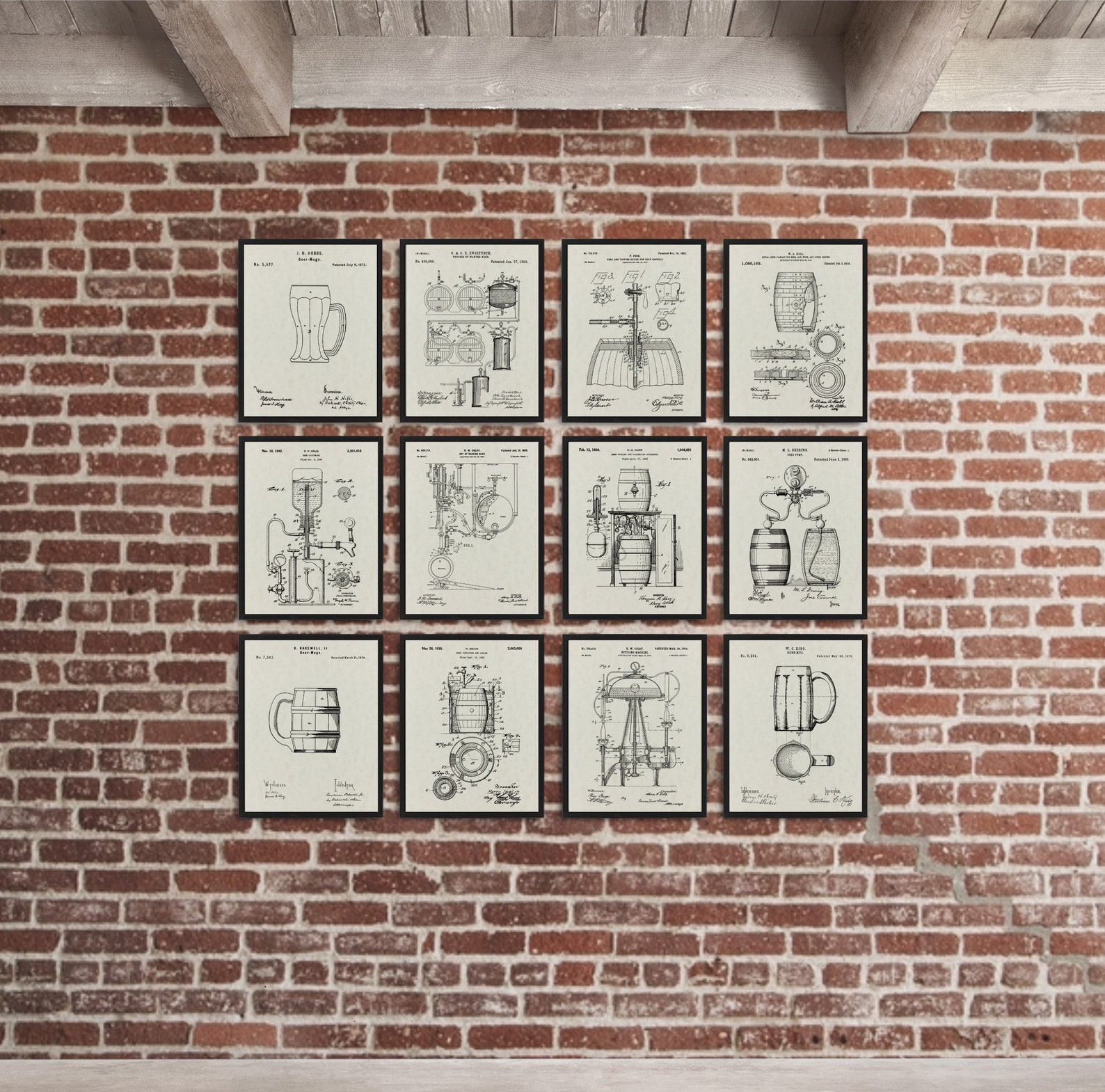 Beer Patent 12 Poster Set, Beer Mug Patent Print, Beer Making Process ...
