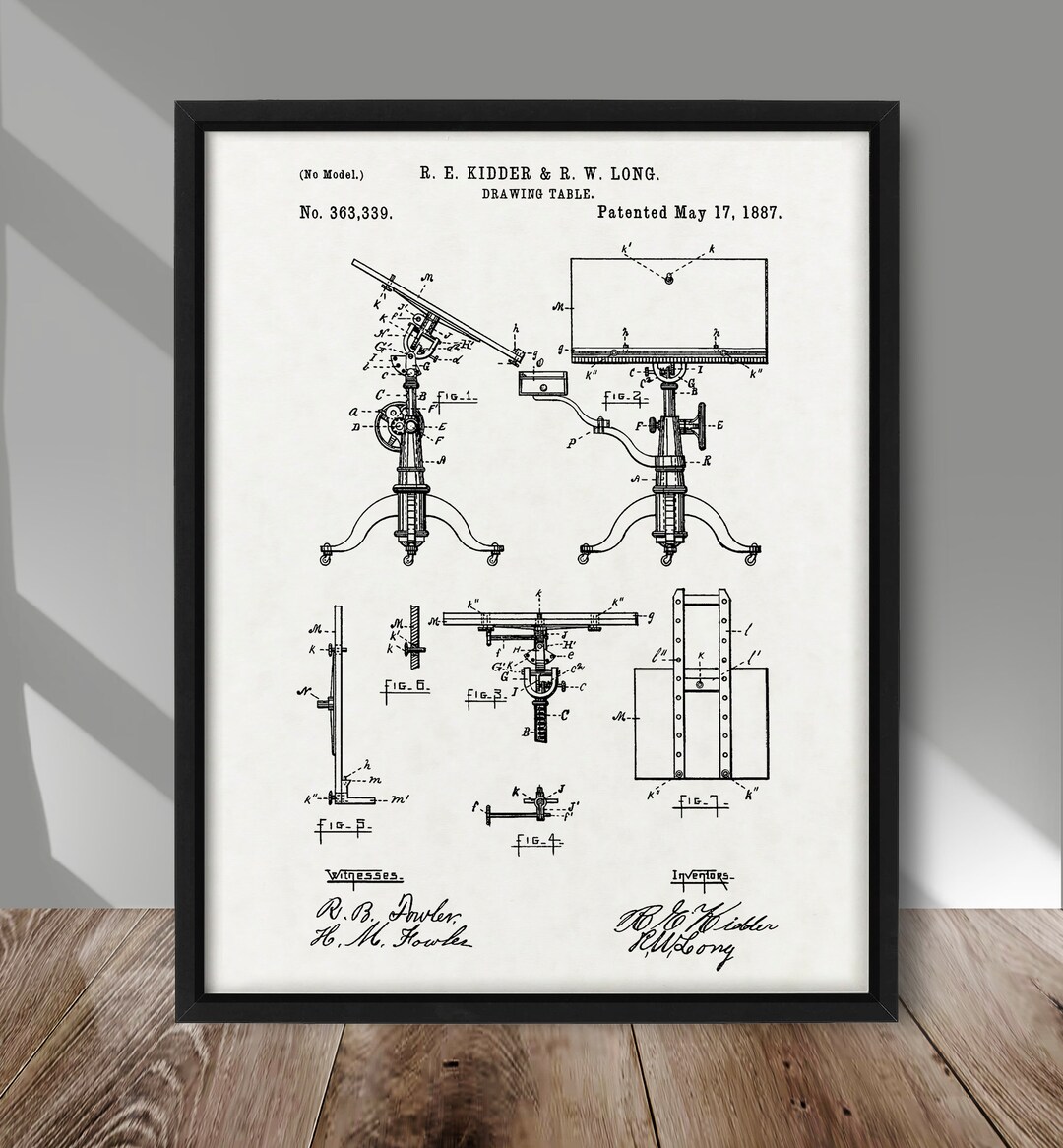 Drawing Table Patent Poster, Architect Table Patent Print, Vintage ...