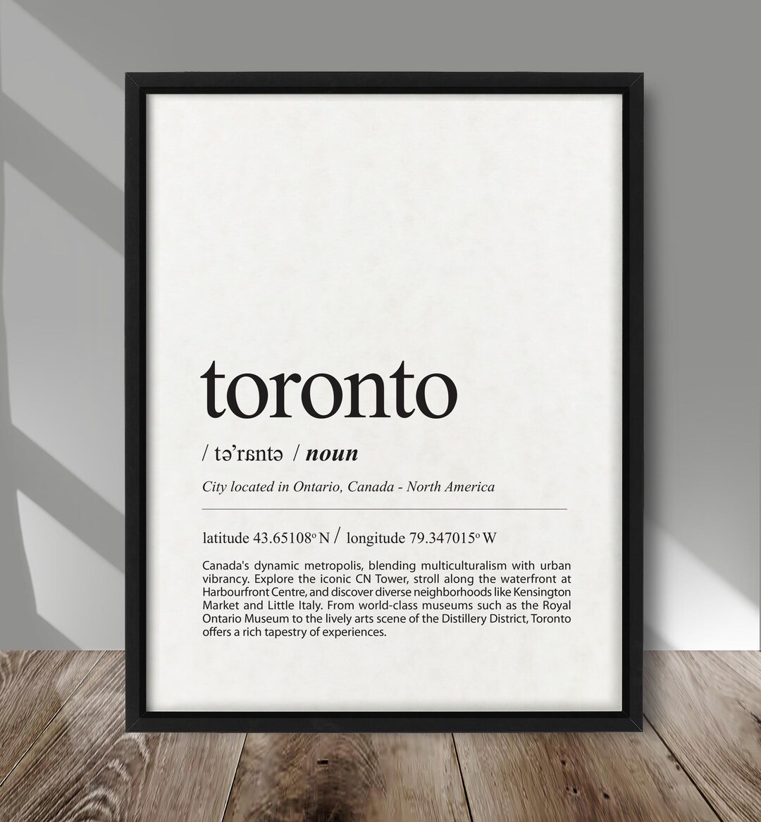 Toronto Definition Print, Toronto City Definition Poster, City ...