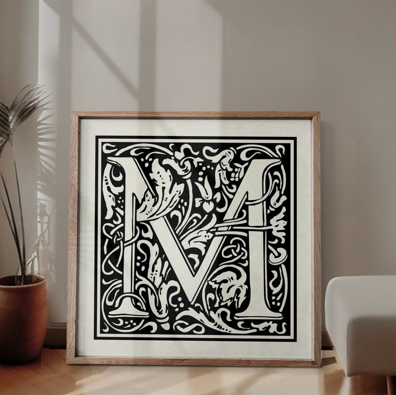 Ornamental LETTER M, Fancy Character, Decorative Letters, Embellished ...