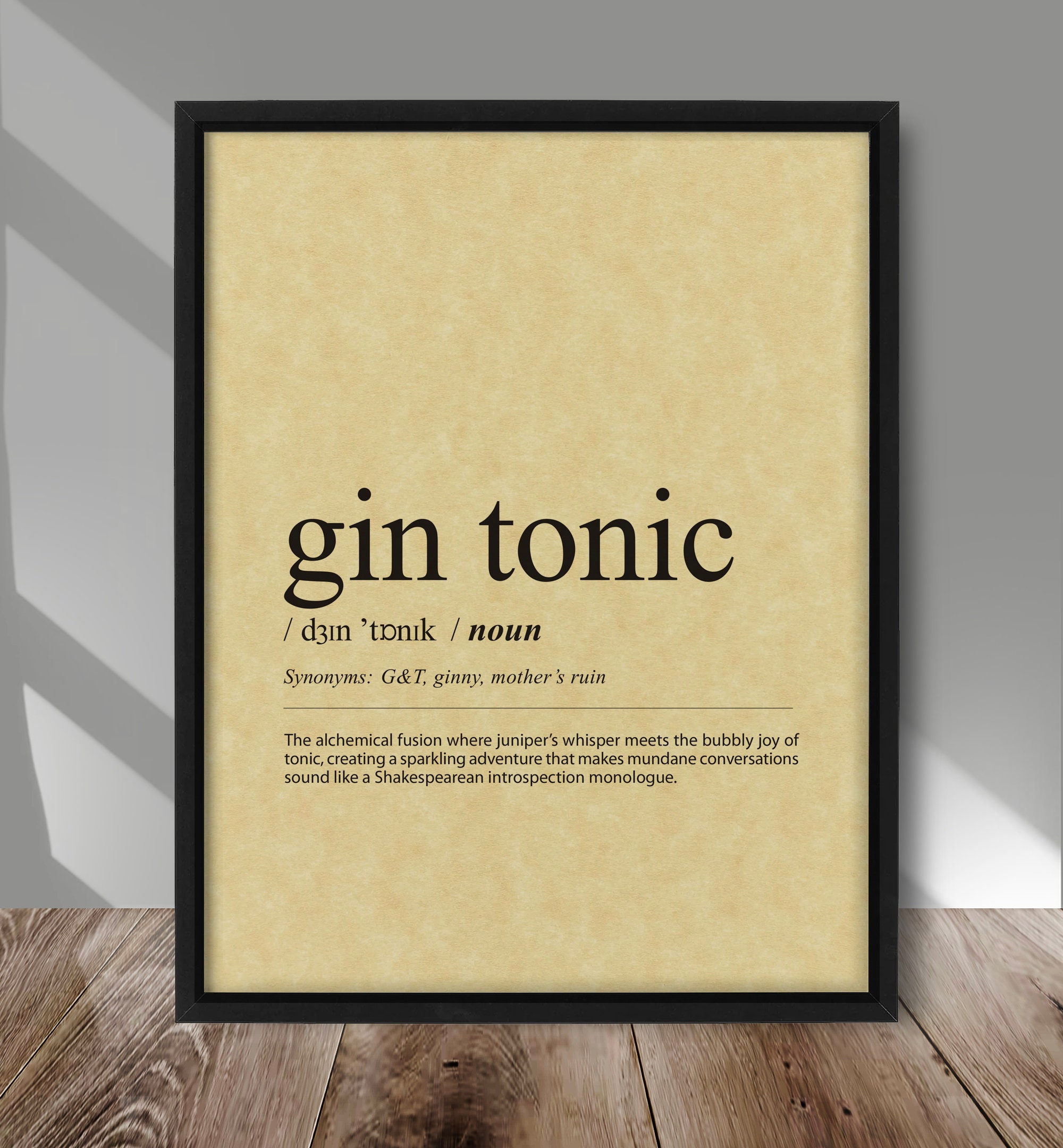 Gin Tonic Definition Print, Gin Tonic Definition Poster, Alcohol ...