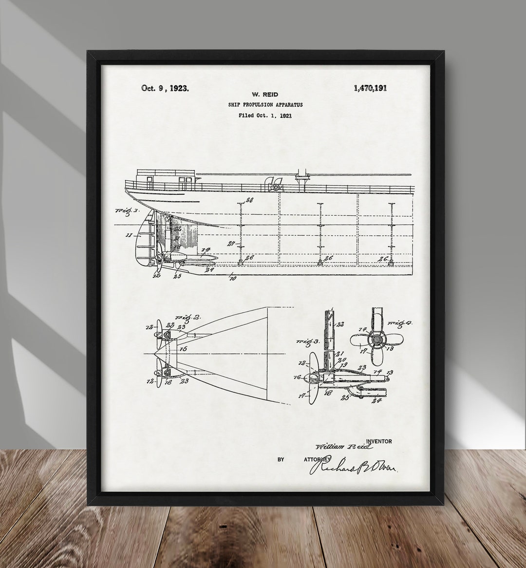 Ship Propulsion Patent Print, Ship Propulsion Patent Poster, Vintage ...