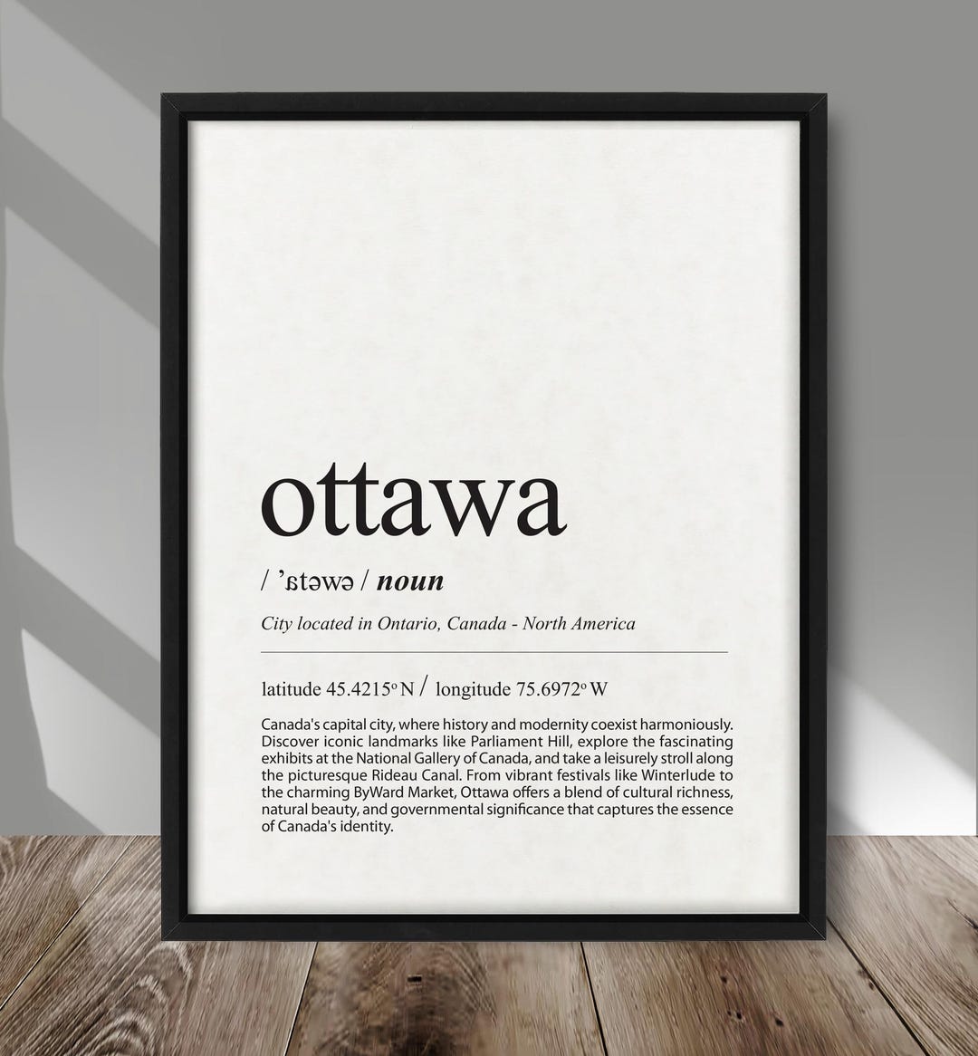 Ottawa Definition Print, Ottawa City Definition Poster, City Definition ...