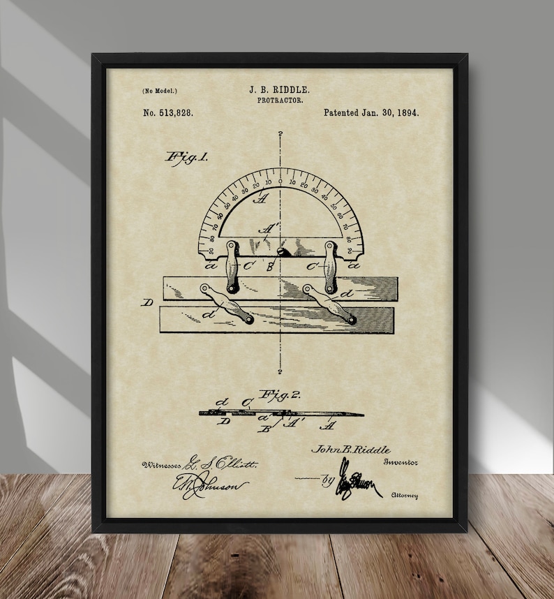 Protractor Patent Poster, Architect Protractor Patent Print, Vintage ...