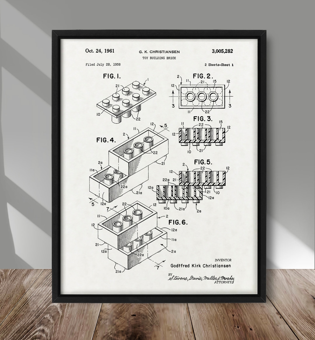 Toy Building Brick Patent Print, Vintage Building Block Patent Poster ...