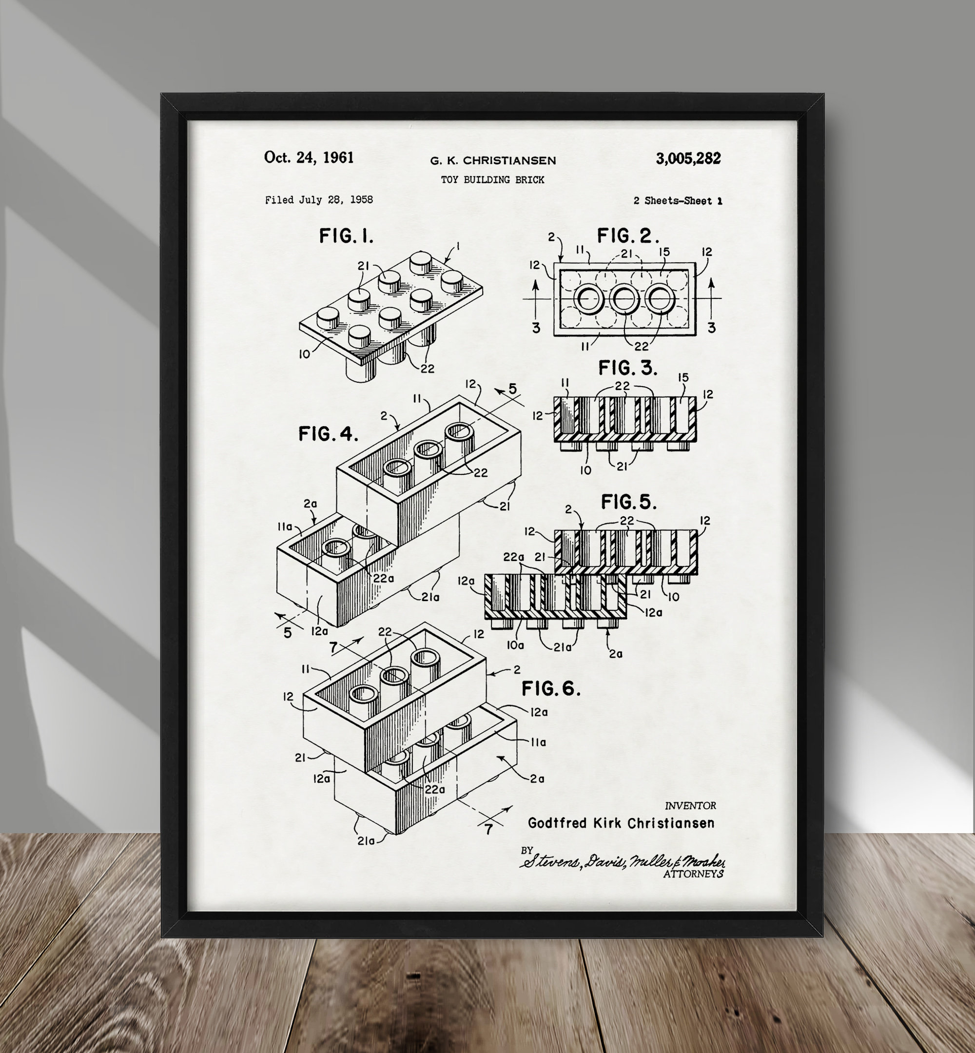 Toy Building Brick Patent Print, Vintage Building Block Patent Poster ...