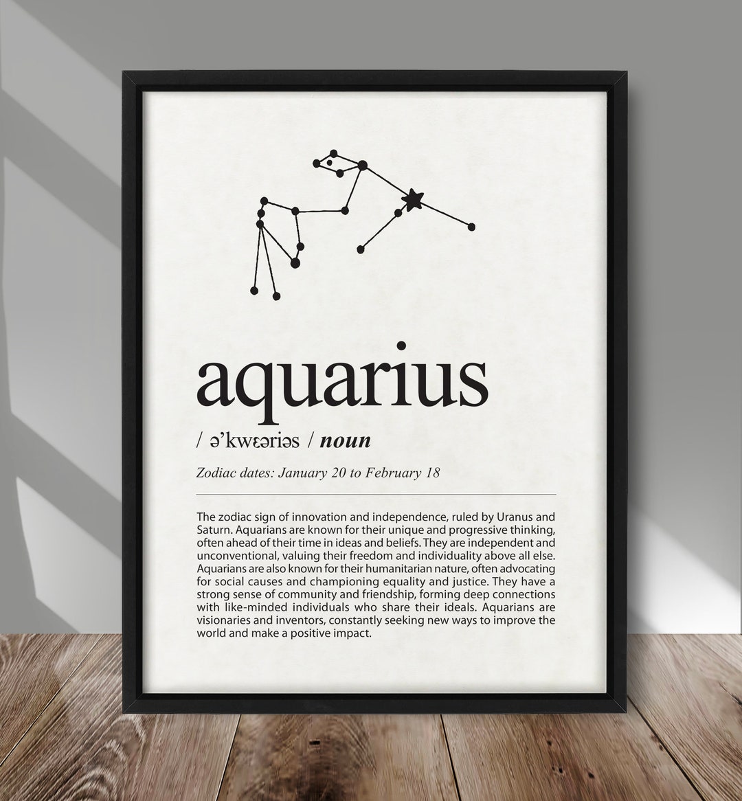 AQUARIUS ZODIAC DEFINITION Print, Aquarius Definition Poster, Aquarius ...