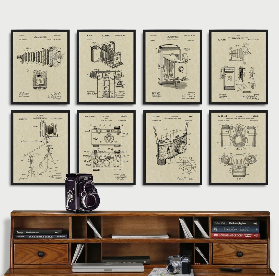 Vintage Camera Patent 8 Poster Set, Photographic Camera Patents ...