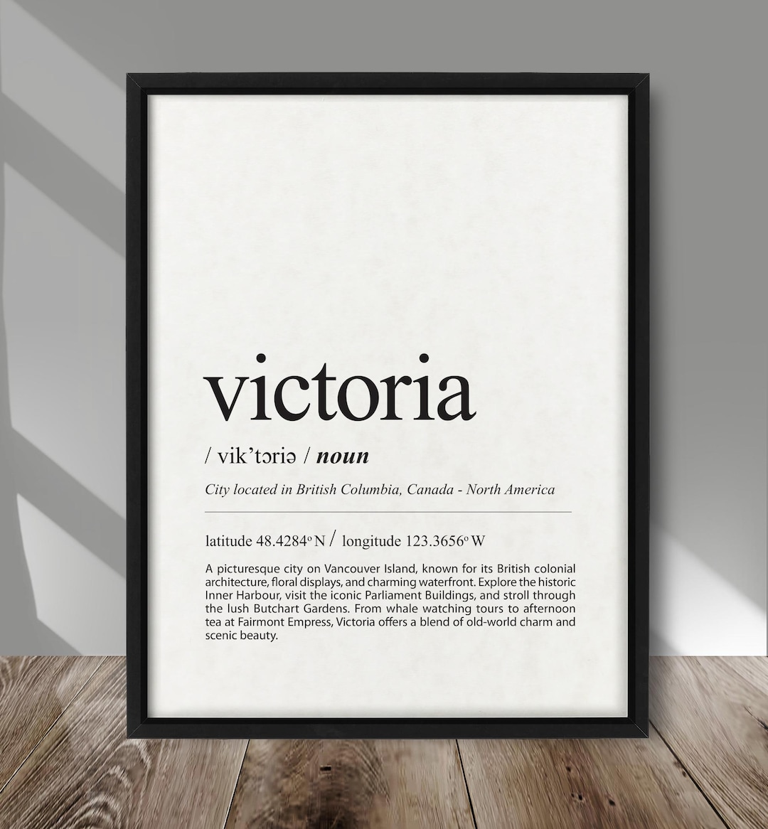 Victoria Definition Print, Victoria City Definition Poster, Canadian ...