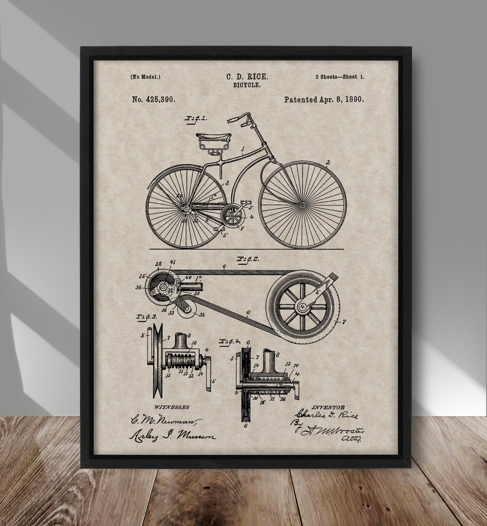 Bicycle Patent Print, Vintage Bicycle 1890 Patent Poster, Old Bicycle ...