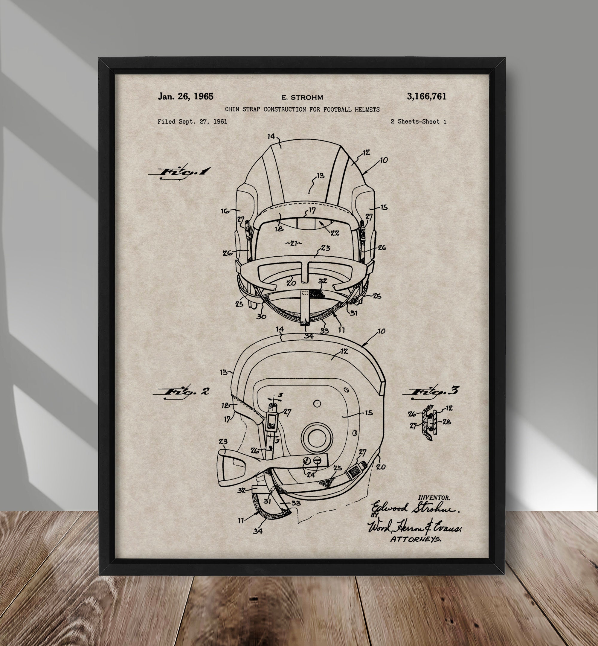 Vintage Football Helmet Patent Poster, Football Helmet Patent Print ...