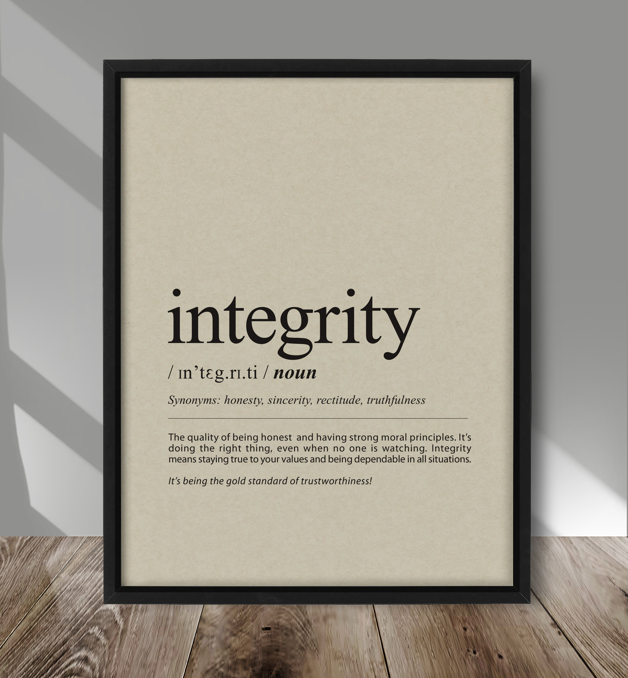 Integrity Definition Poster, Integrity Definition Art Print, Integrity ...