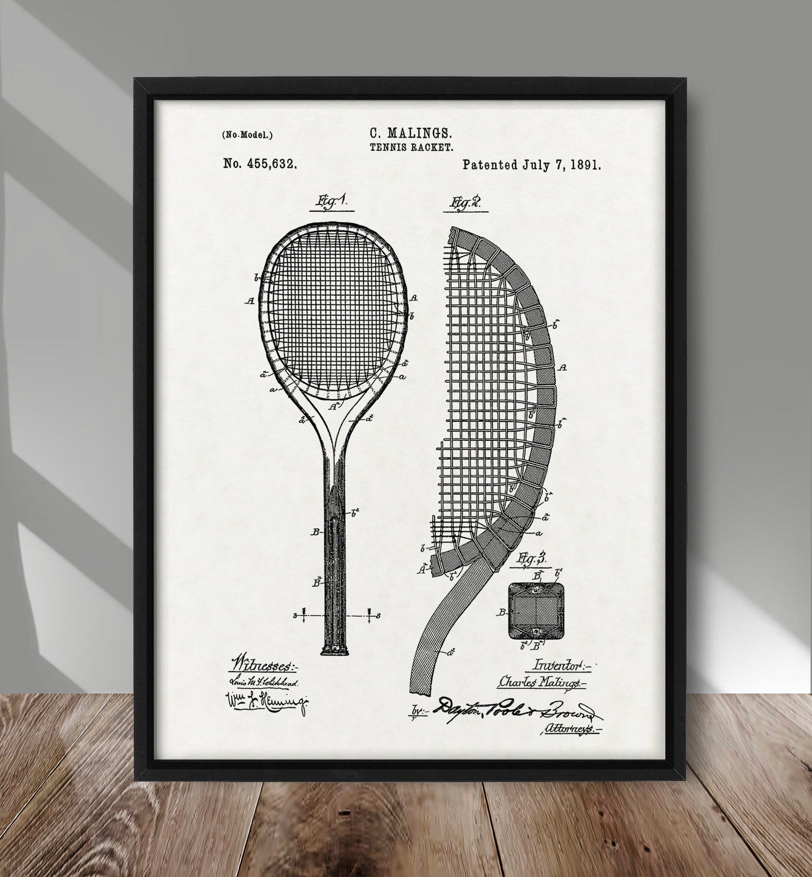 Tennis Racket Patent Print, Tennis Racket Poster, Sport Racket Print ...