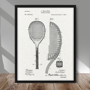 Tennis Racket Patent Print, Tennis Racket Poster, Sport Racket Print ...