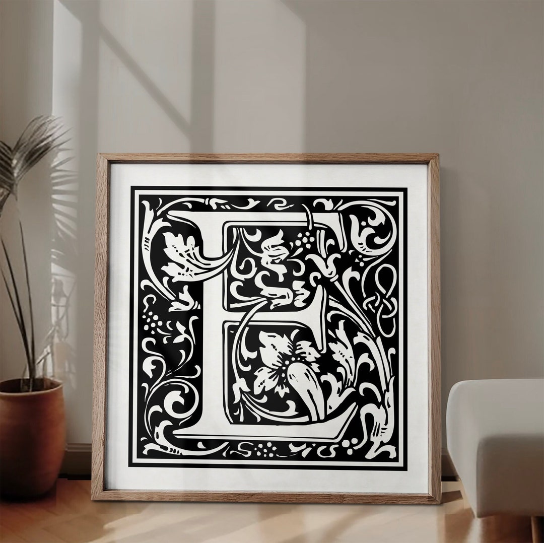 LETTER E Print, Fancy Character, Decorative Letters, Ornamental ...