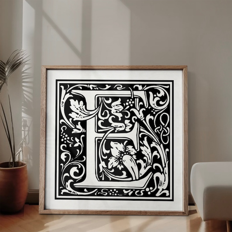 LETTER E Print, Fancy Character, Decorative Letters, Ornamental ...