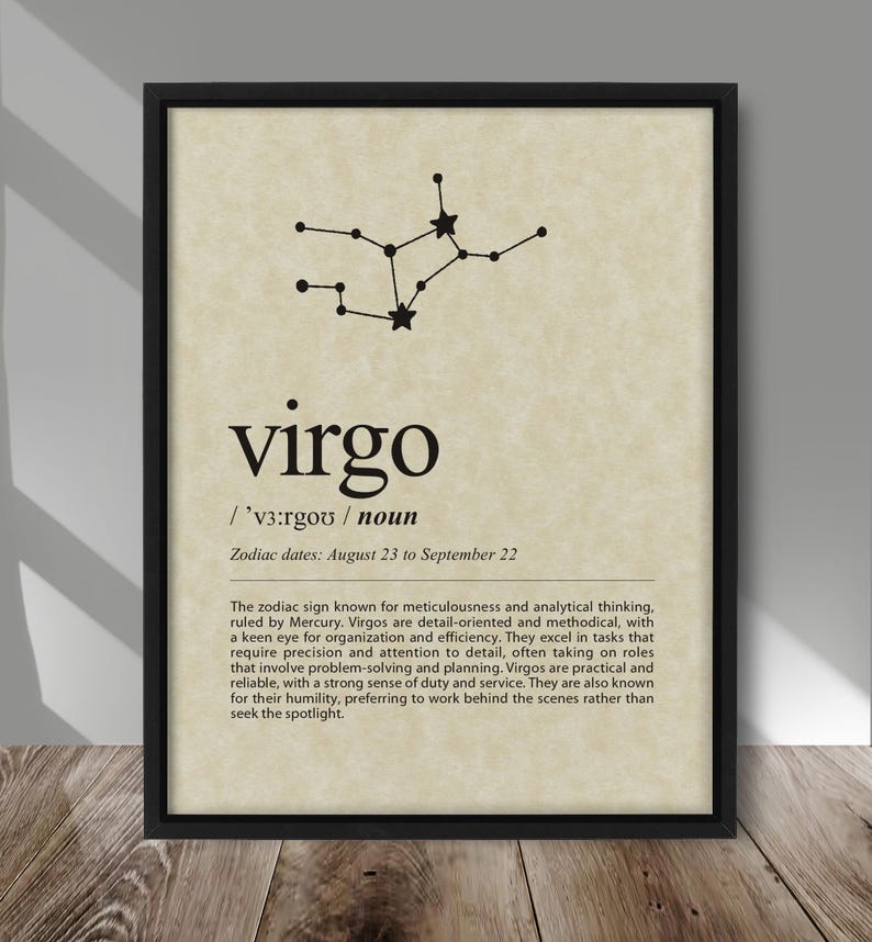 VIRGO DEFINITION Print, Virgo Zodiac Sign Stars Print, Zodiac Sign ...