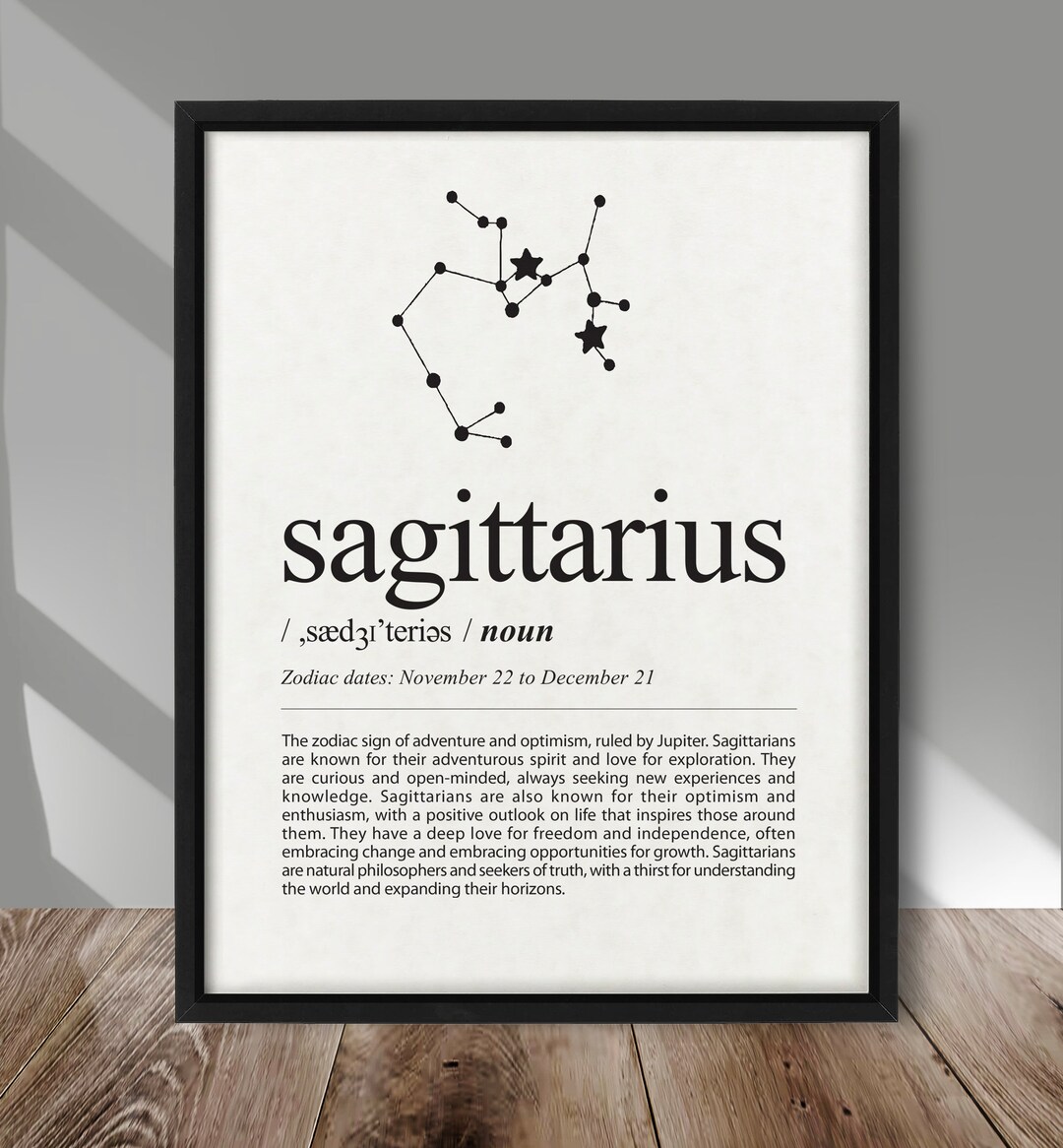 SAGITTARIUS DEFINITION Art Print, Zodiac Sign Sagittarius Definition ...