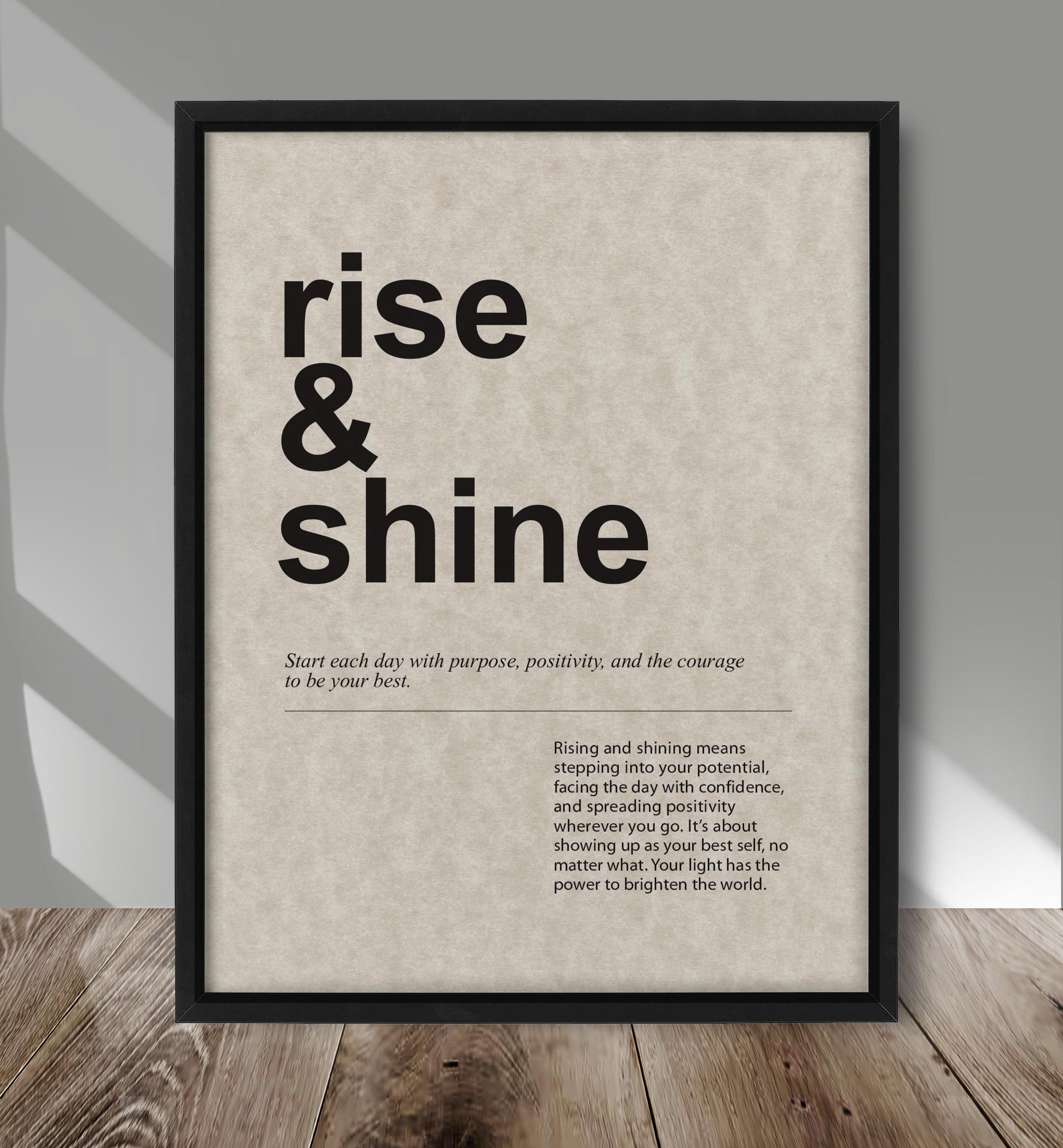 Rise & Shine Definition Print • Motivational Typography Wall Art ...