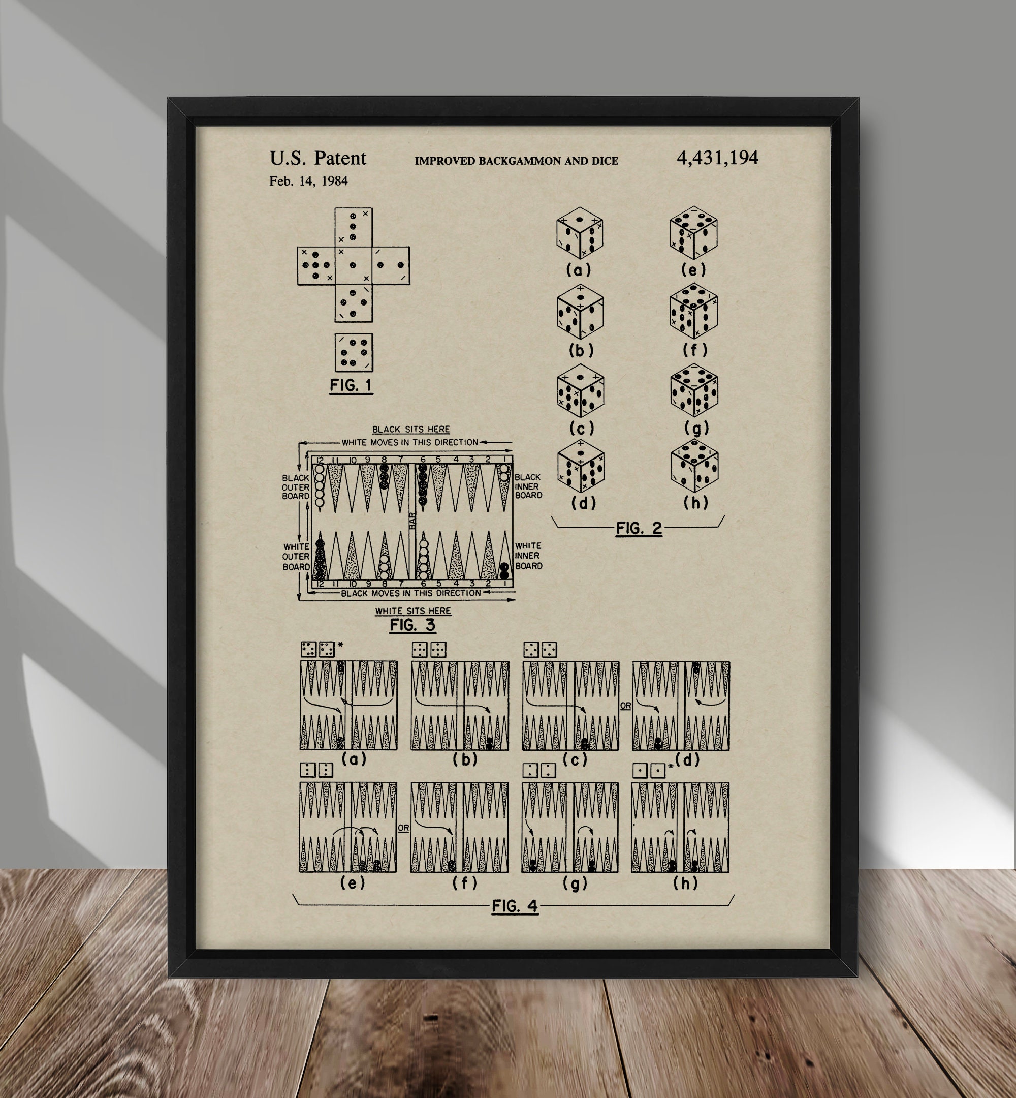 Backgammon Board Patent Poster, Backgammon and Dice Patent Print ...