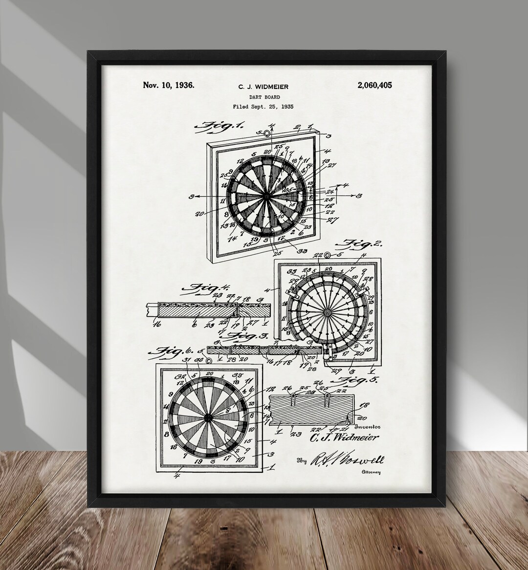 Vintage Dart Board Patent Print, Dart Board Patent Poster, Classic Game ...