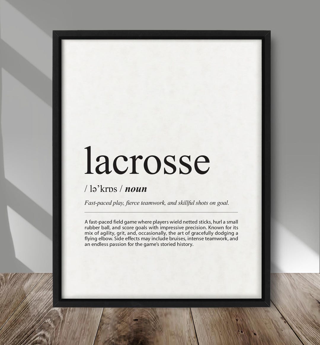 Lacrosse Definition Print, Lacrosse Sport Definition Poster, Sports Fan ...