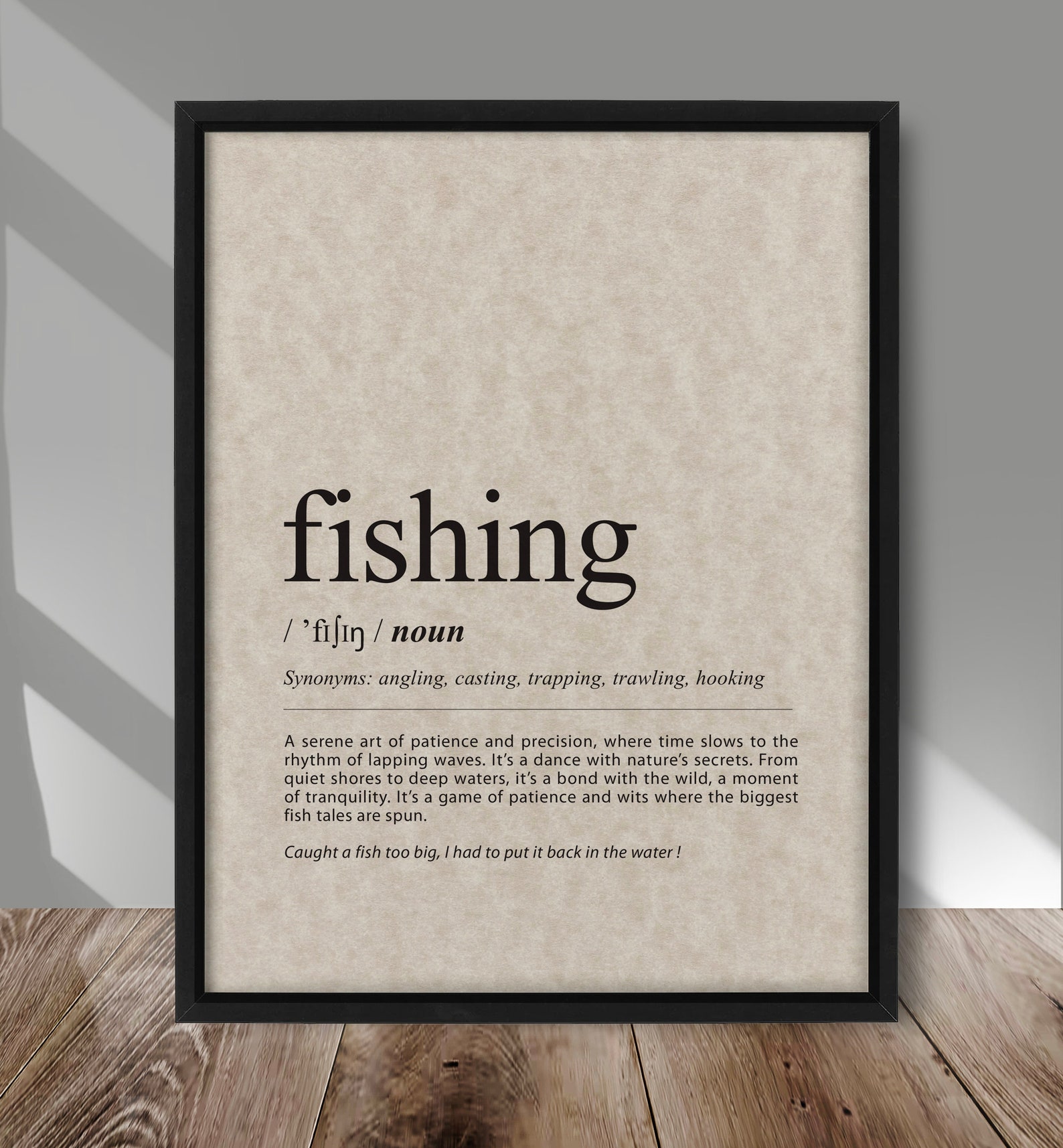 Fishing Definition Print, Fishing Definition Wall Poster, Fishing Wall ...