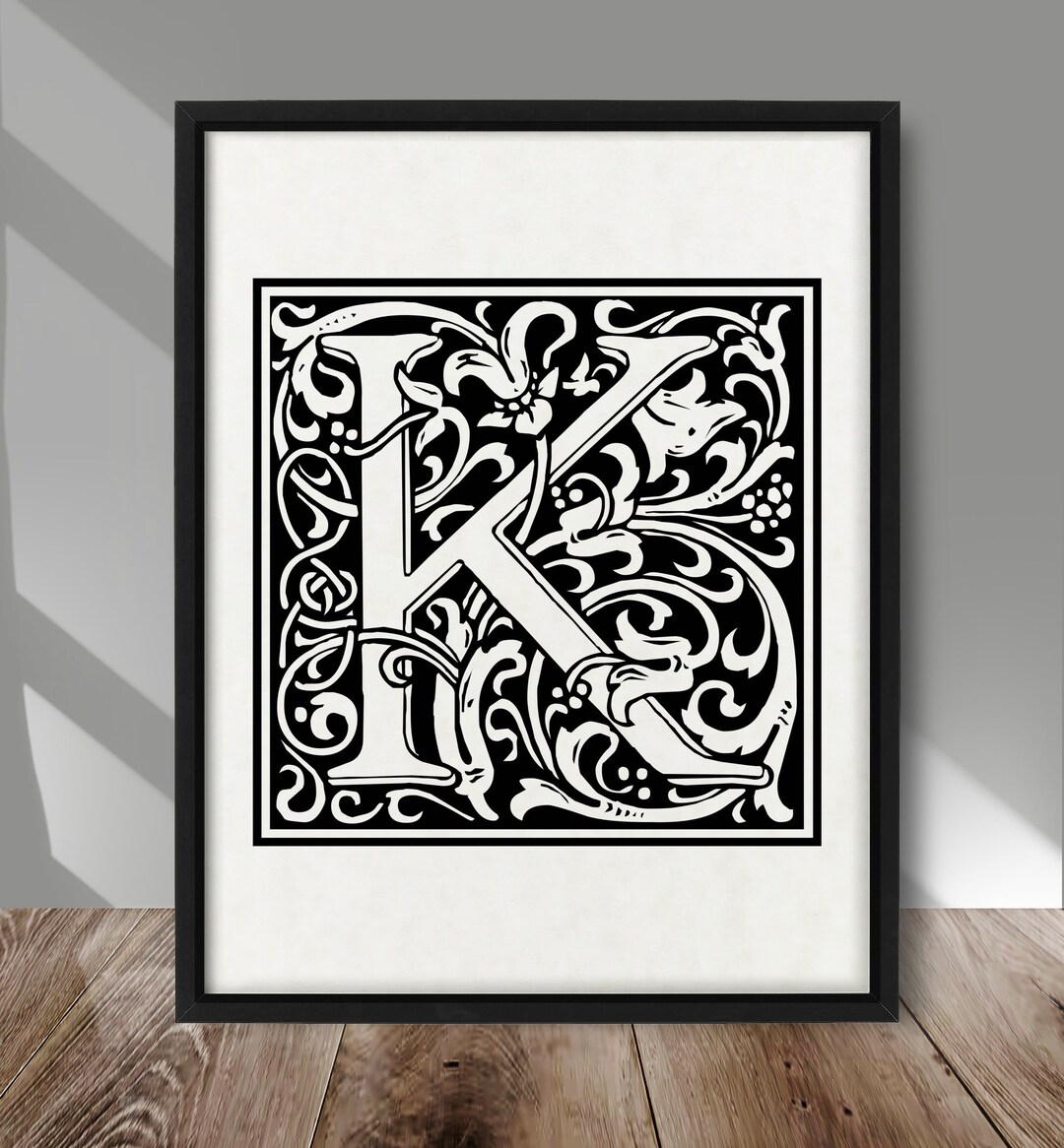 LETTER K Print, Fancy Character, Decorative Letters, Ornamental ...