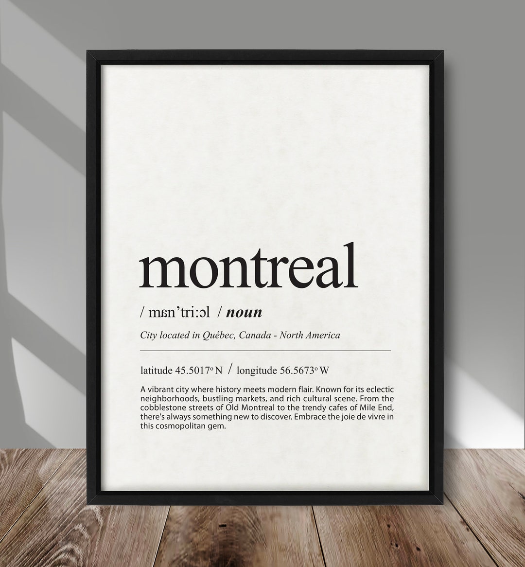 Montreal Definition Poster, Montreal Definition Print, City Definition ...