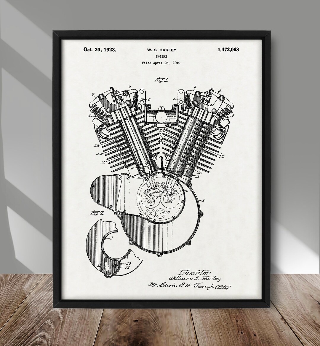 Engine Motorcycle Patent Print, Engine Motor Cycle Patent Poster ...