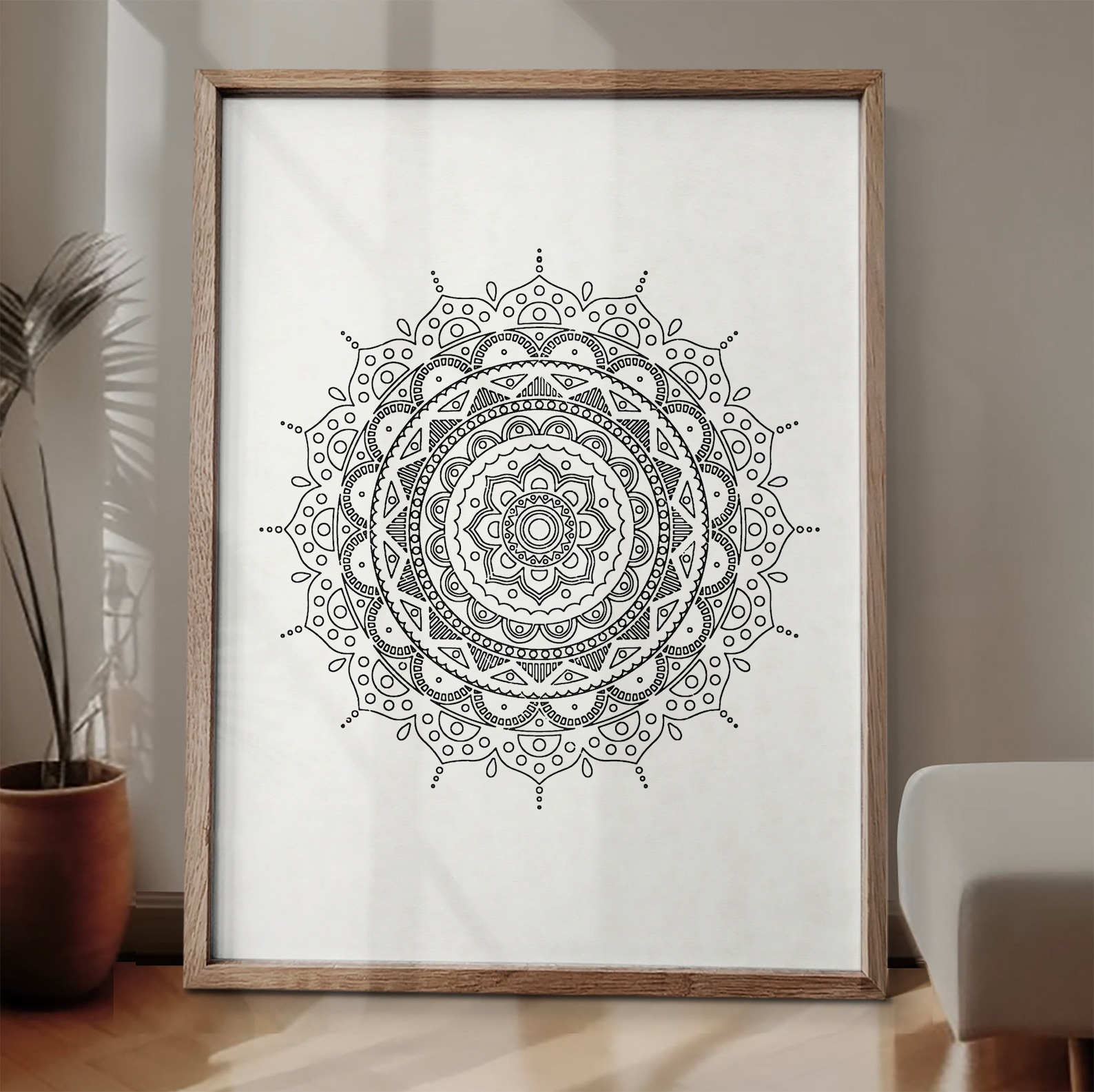 Mandala Drawing Poster, Spiritual Mandala Art Print, Minimalist Mandala ...