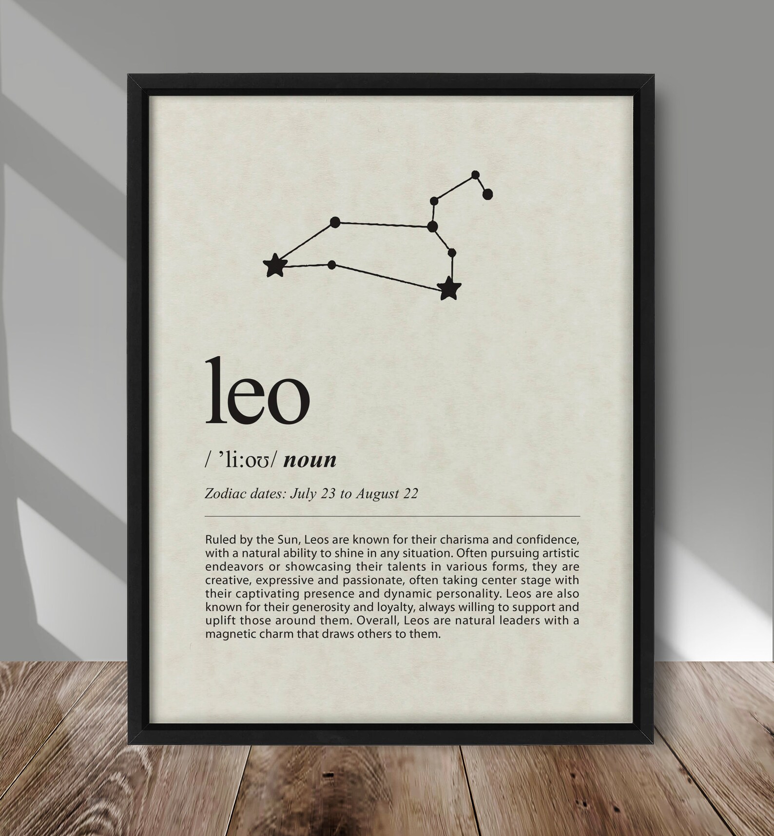 LEO ZODIAC Definition Print, Zodiac Sign Leo Definition Poster, Leo ...