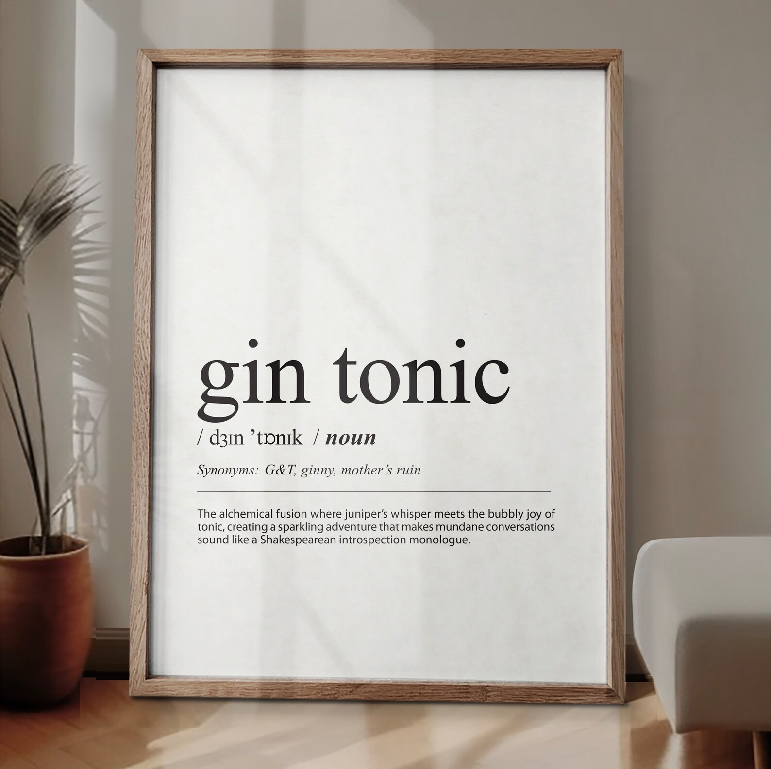 Gin Tonic Definition Print, Gin Tonic Definition Poster, Alcohol ...