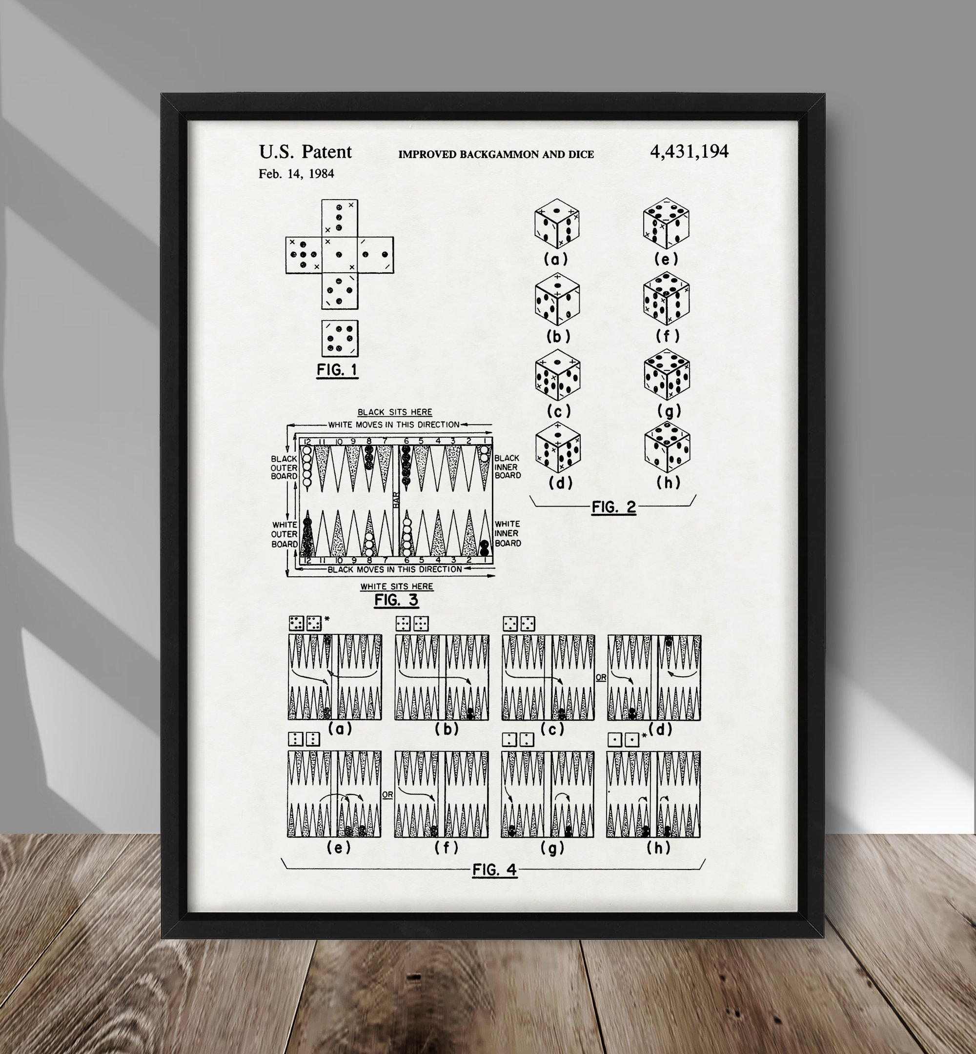 Backgammon Board Patent Poster, Backgammon and Dice Patent Print ...