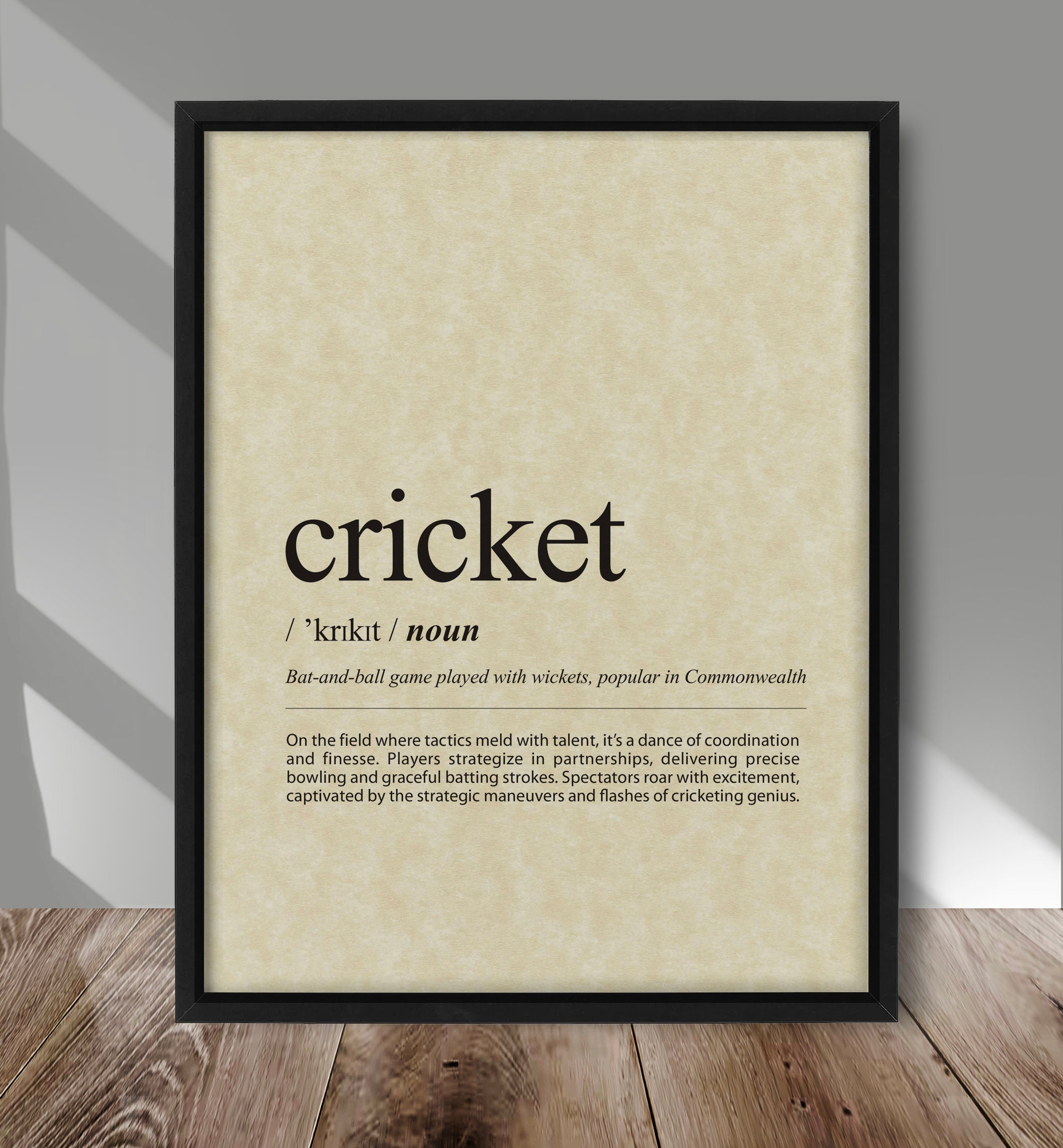 Cricket Definition Print, Cricket Definition Poster, Sports Poster ...