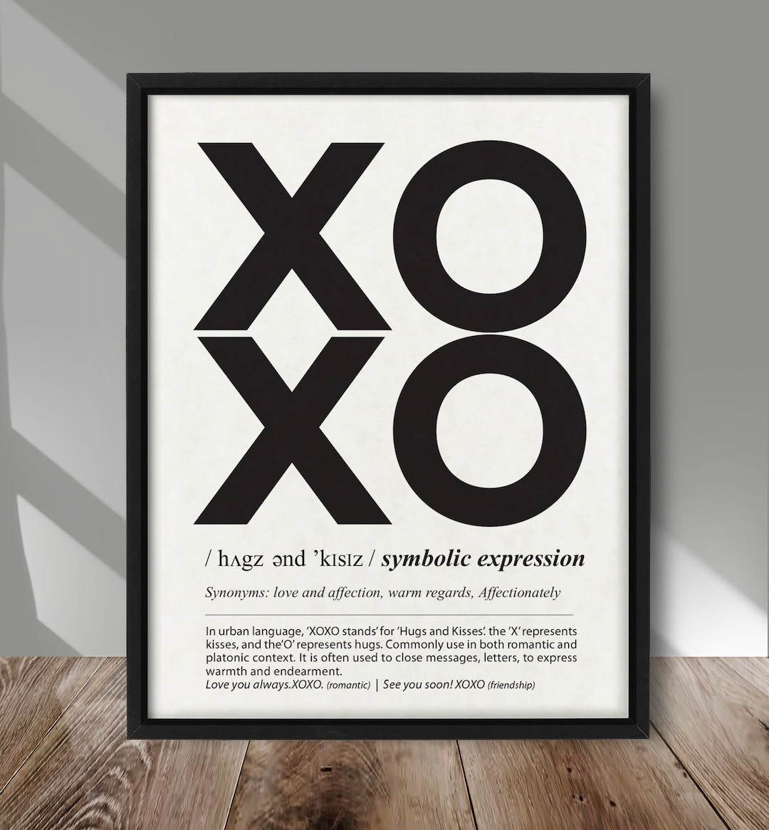 XOXO Stands Definition Print, Hugs and Kisses Definition Poster, Love, Affection, Warm Regards ...