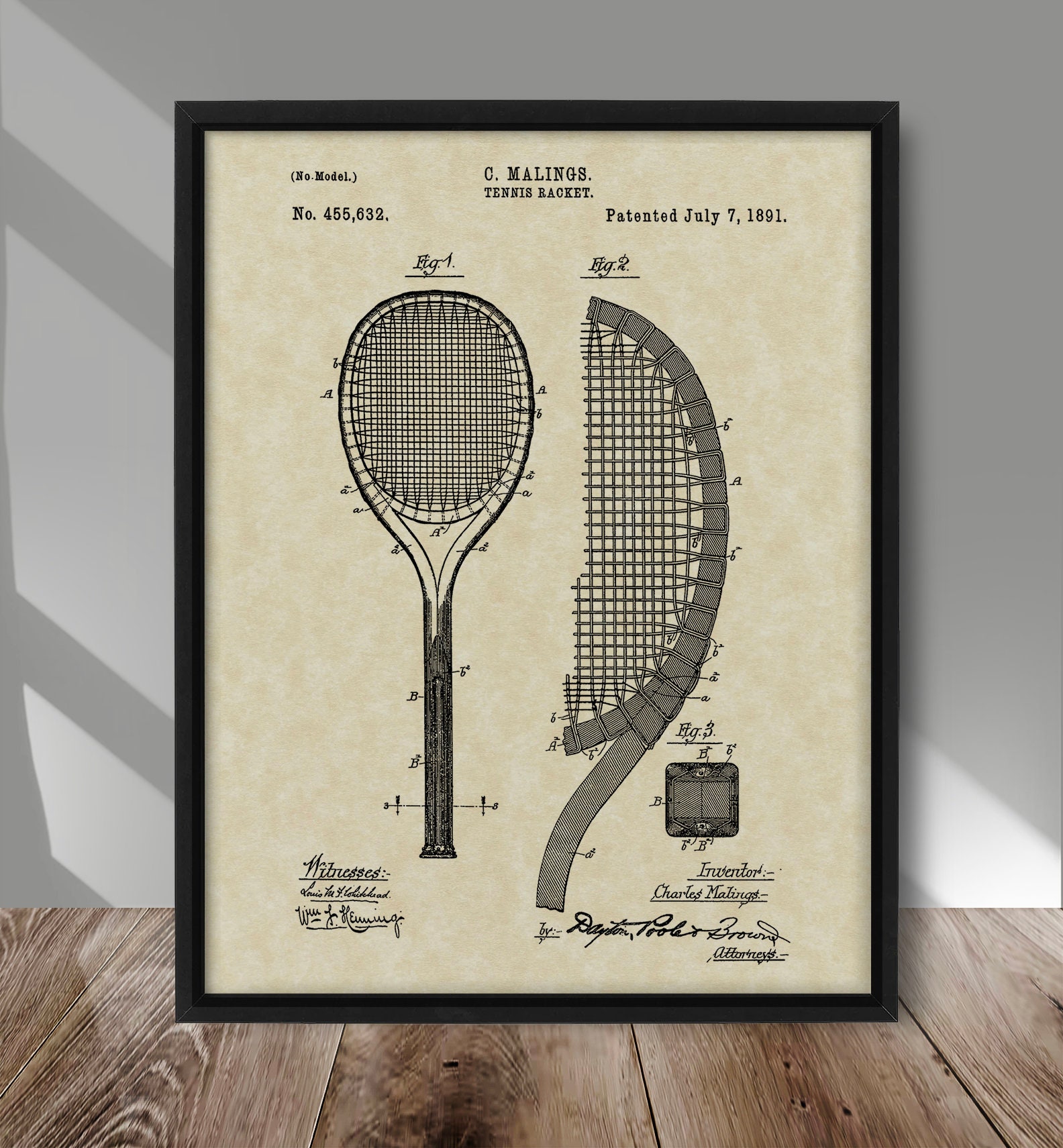 Tennis Racket Patent Print, Tennis Racket Poster, Sport Racket Print ...