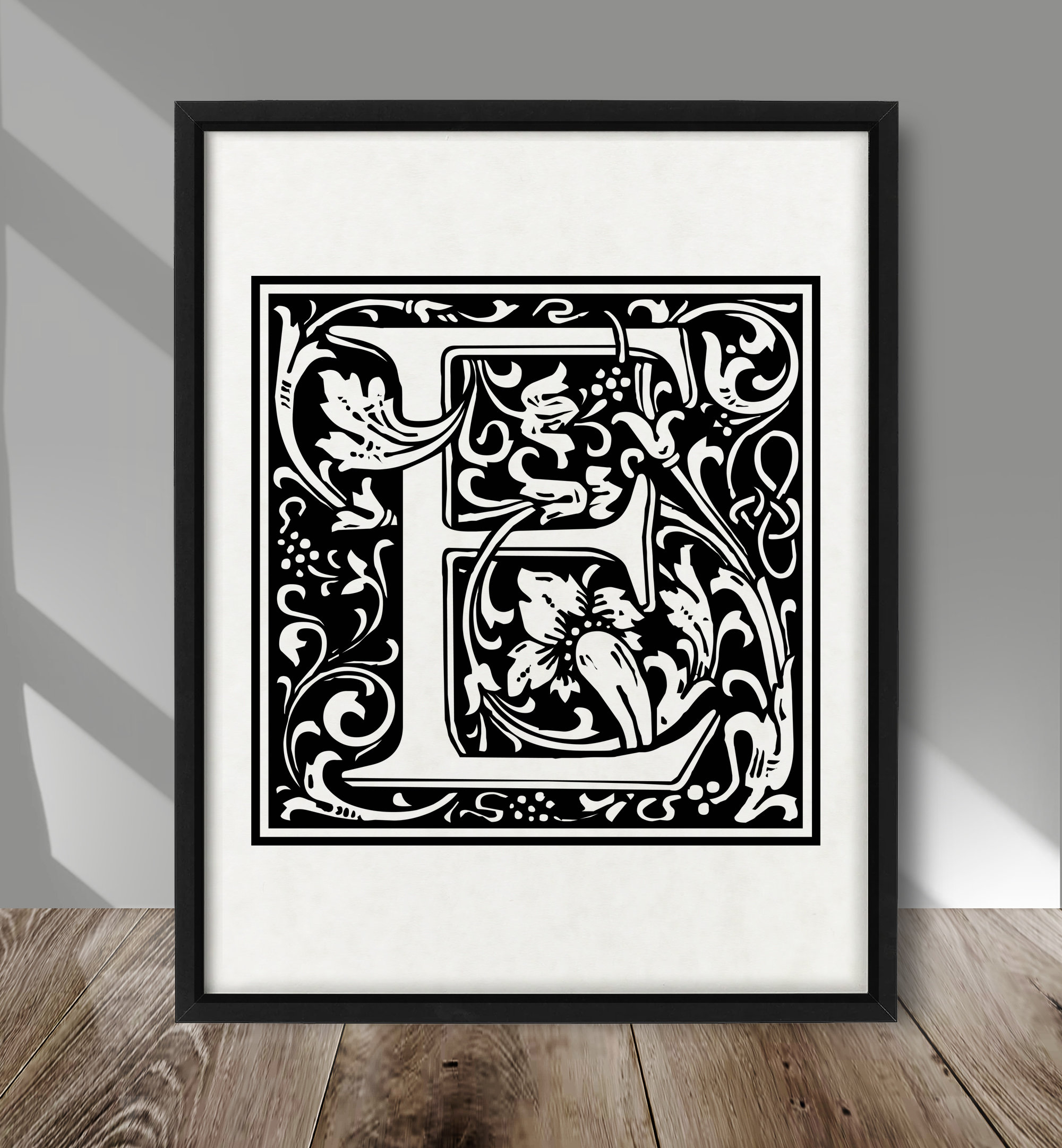 LETTER E Print, Fancy Character, Decorative Letters, Ornamental ...