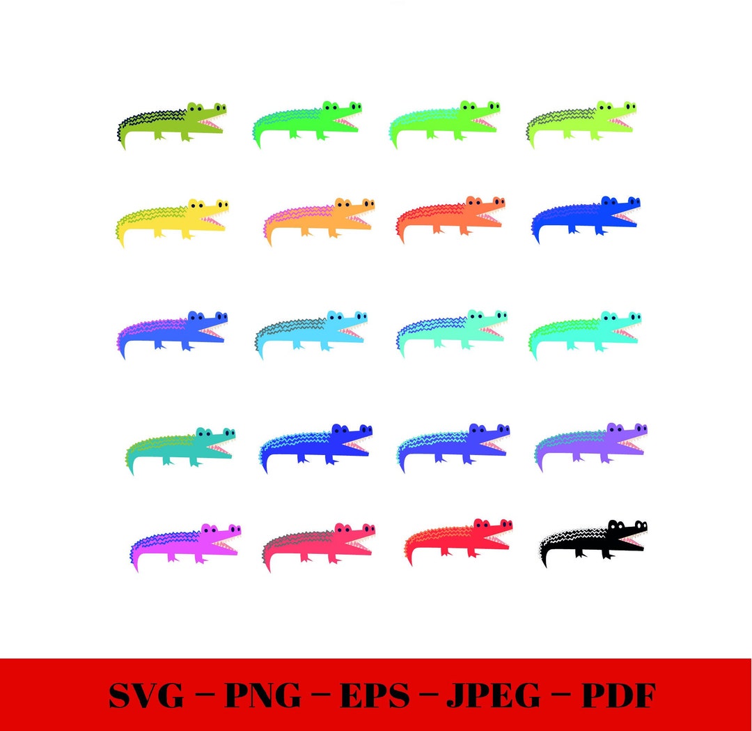 Alligator Svg, Alligator Clipart, Crocodile Clipart, Colorful Svg, Cute ...