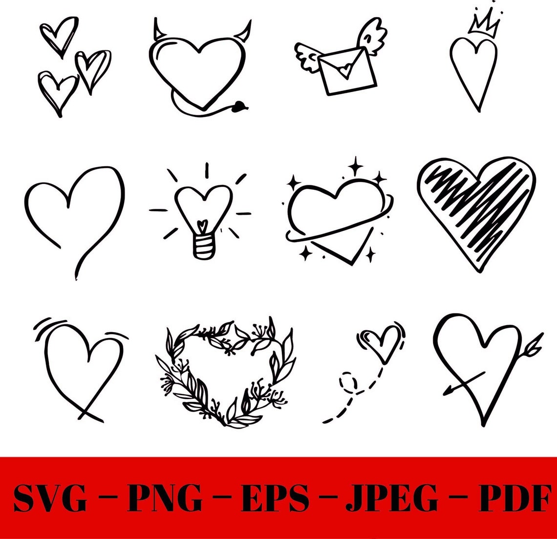 HEARTS SVG BUNDLE, Hearts Graphic Bundle, Love Svg, Valentine Svg ...