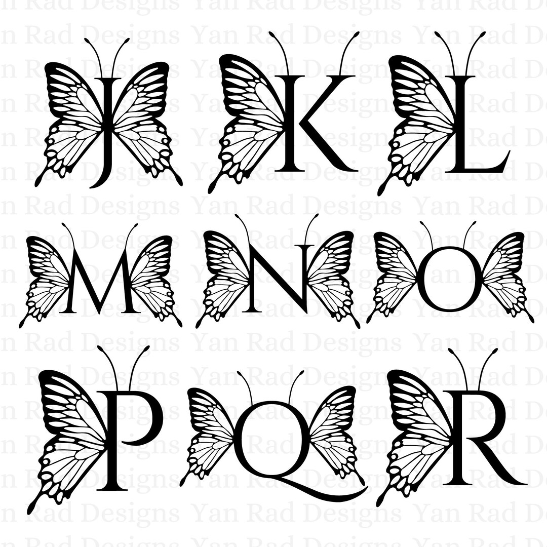 26 Butterfly Monogram Alphabet SVG, Monogram Frame Alphabet, Cut File ...